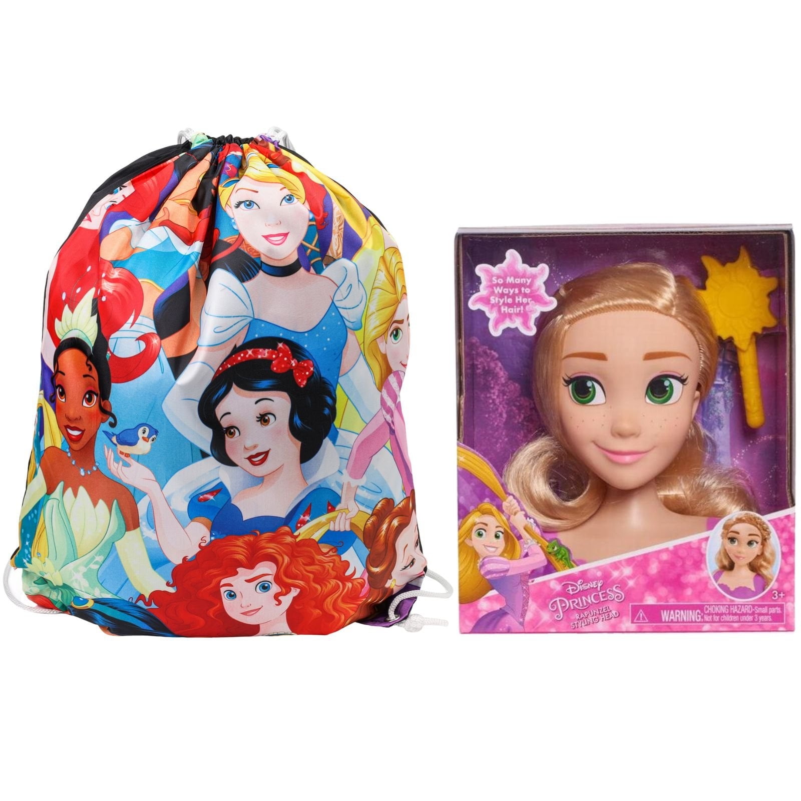 Disney Princess 3pc Rapunzel Styling Head and Cinch Bag Bundle Girls 3 ...