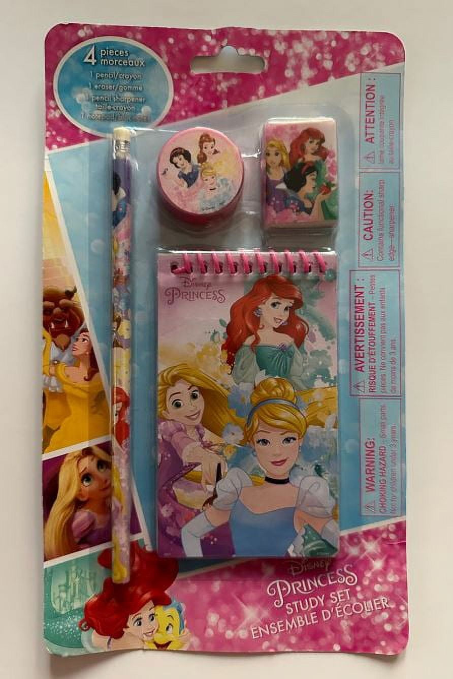 Disney Princess 4 Piece Study Kit Set - Notepad, Sharpener, Eraser ...