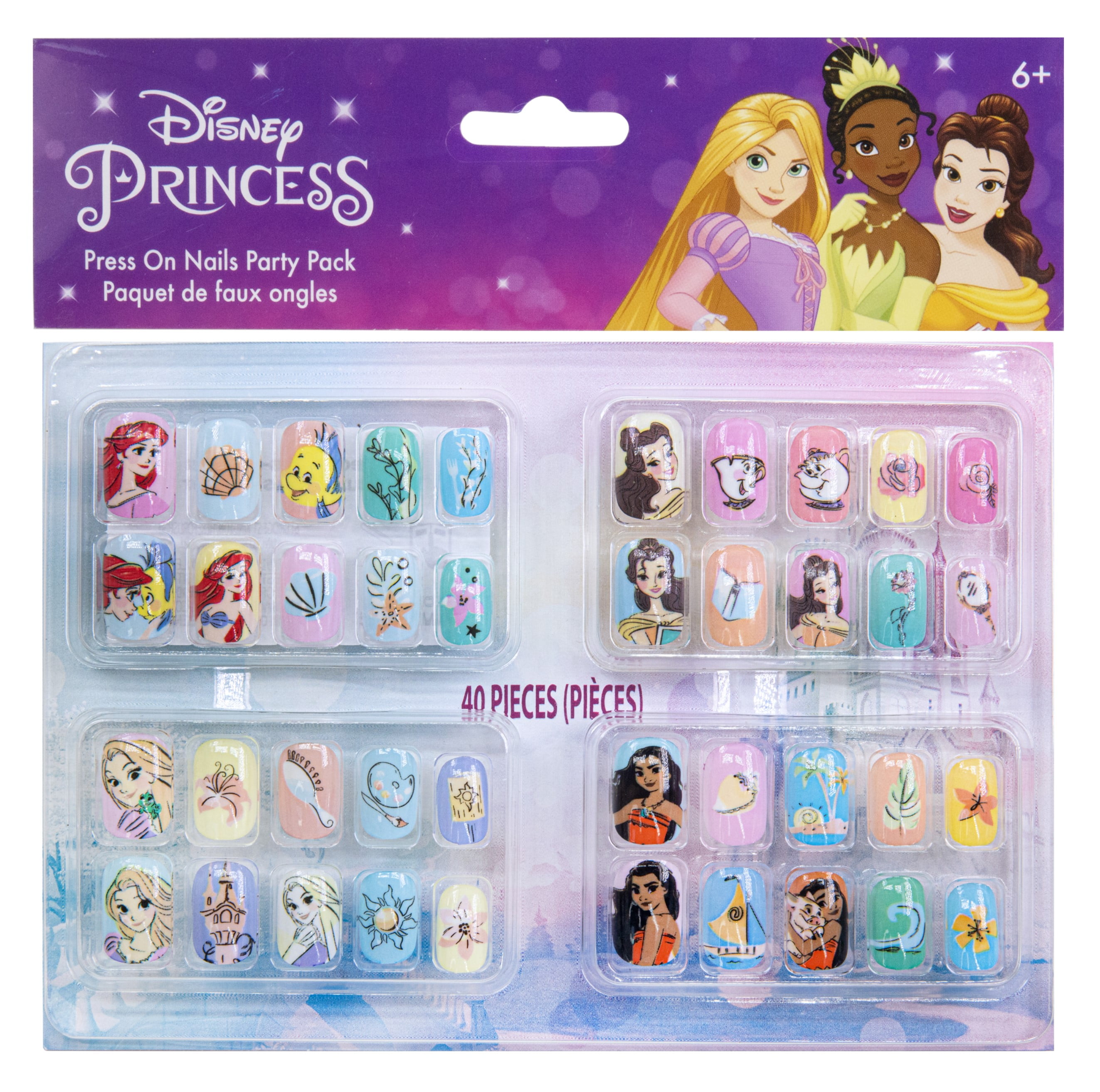 Disney Princess 40 Piece Press-On Nails, for Child Ages 6+, Product ...