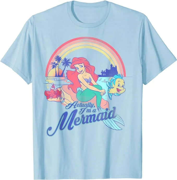 Disney Princess Actual Mermaid Girl's Solid Tee - Walmart.com