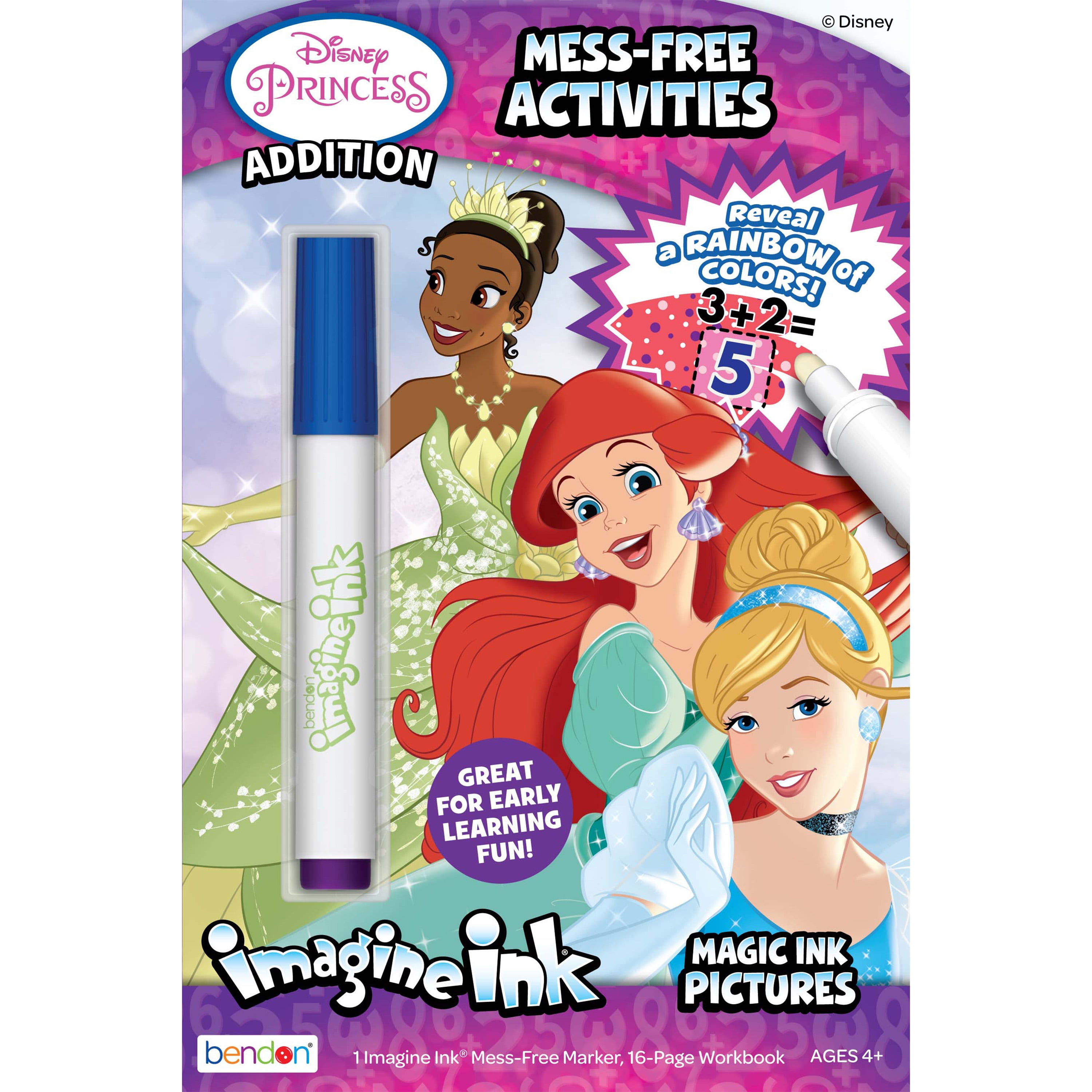 Disney Princess Addition Math 16-Page Imagine Ink Workbook, Paperback ...