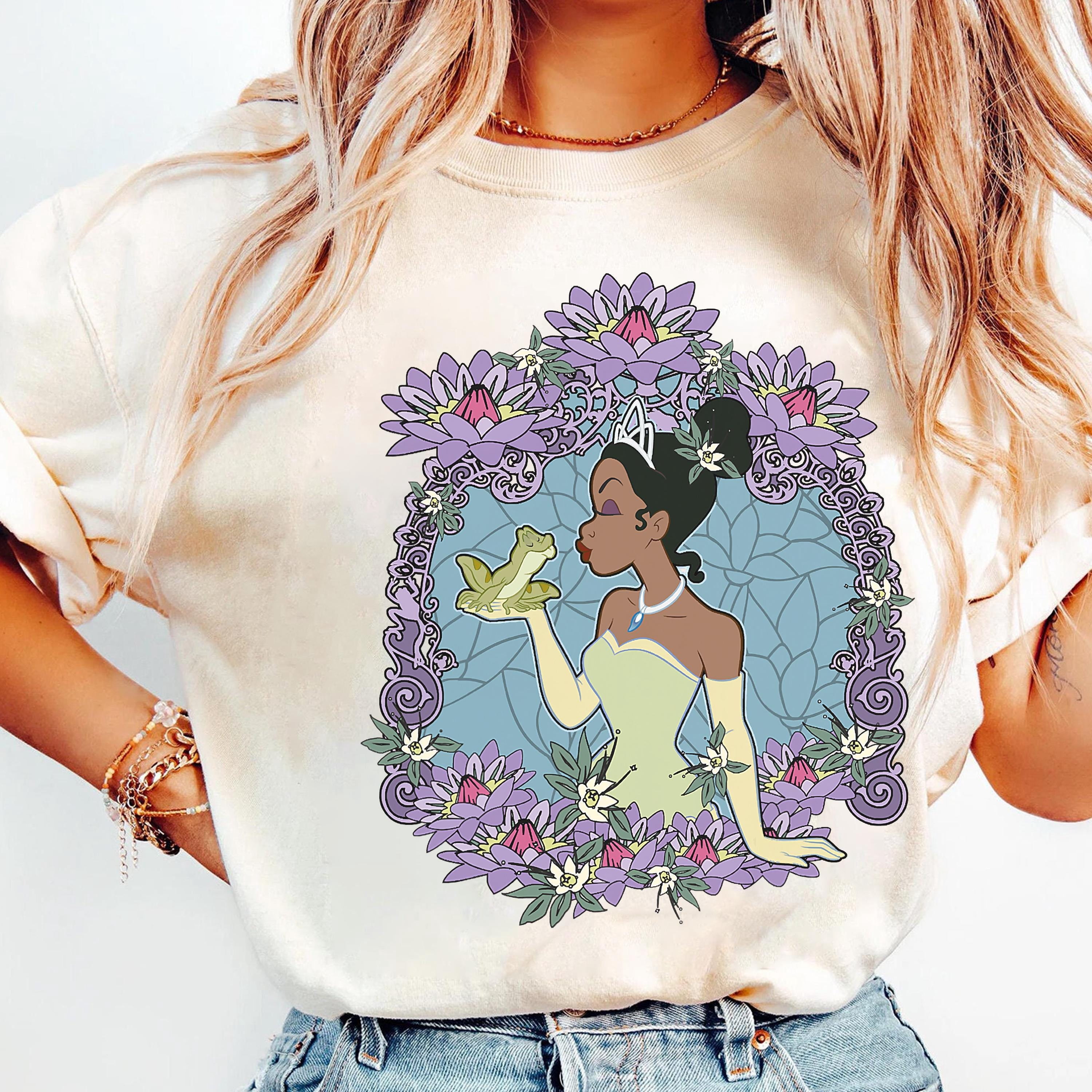 Disney Princess And The Frog Tiana Floral Frame Portrait T Shirt ...