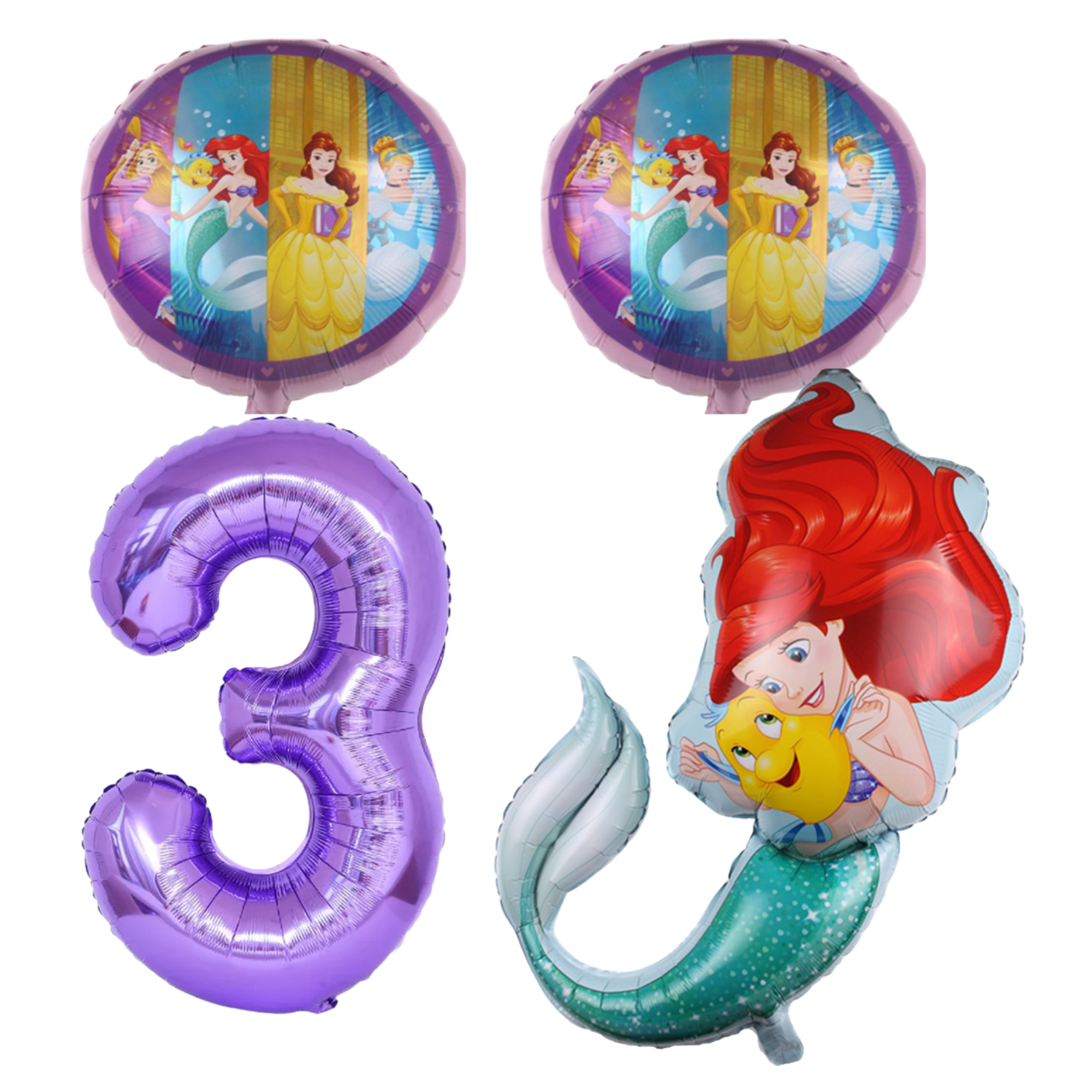 Disney Princess Ariel 3rd Birthday Foil Balloon Set Purple - Walmart.com