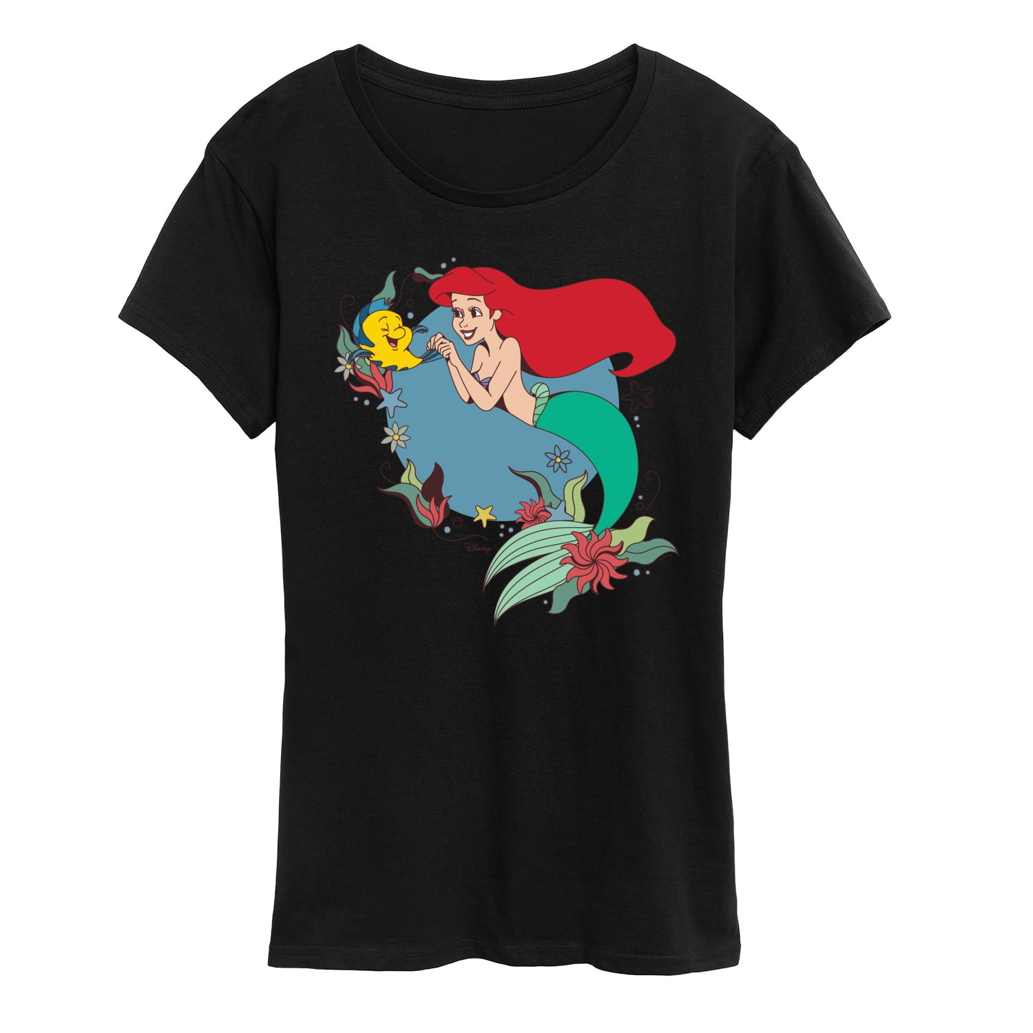 Disney Princess - Ariel And Flounder With Flowers - Women's Short ...