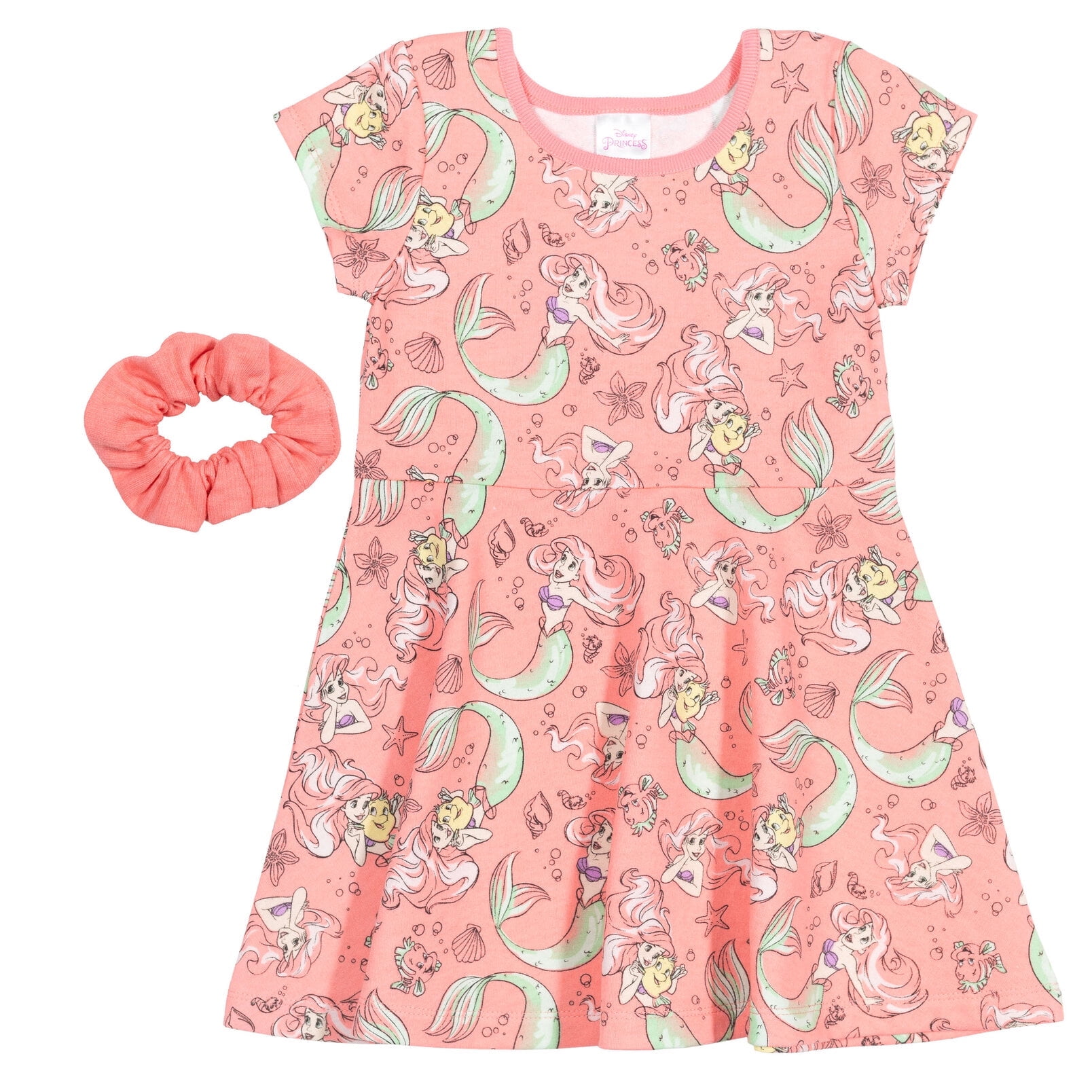 Disney Princess Ariel Big Girls Dress and Scrunchie Ariel Pink 10-12 ...