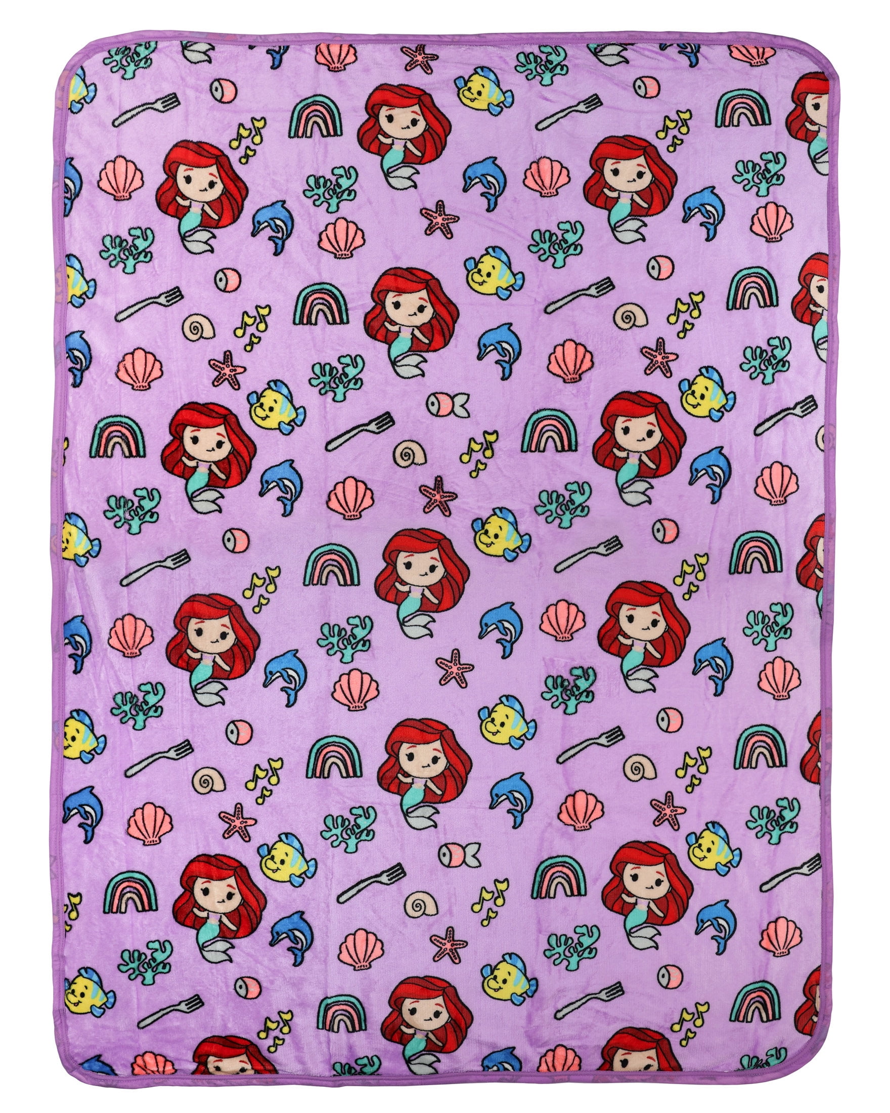 Disney Princess Ariel Blanket Fleece Lined Silk Touch Double Sided ...