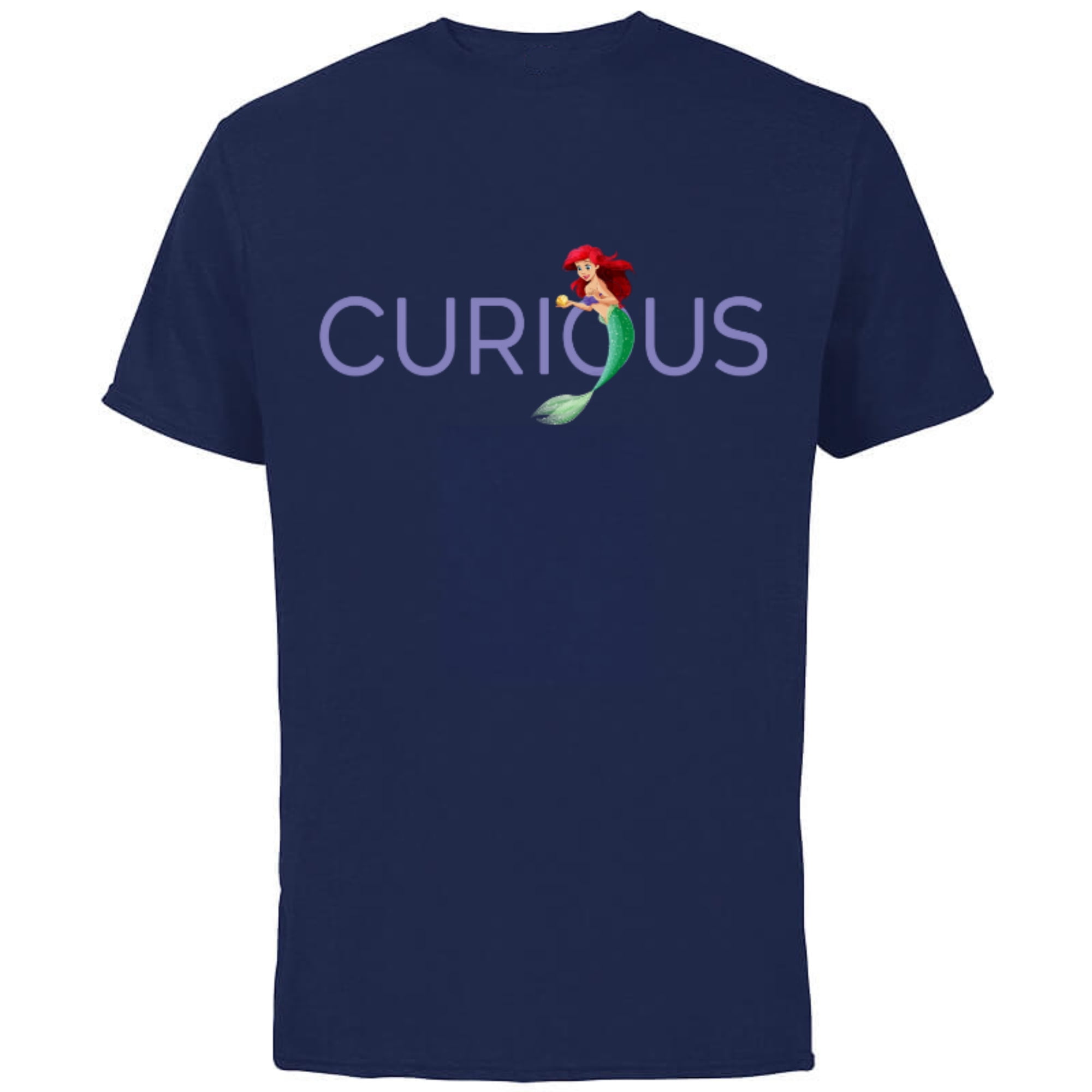 Disney Princess Ariel Curious - Short Sleeve Cotton T-Shirt for Adults - Customized-Navy ...