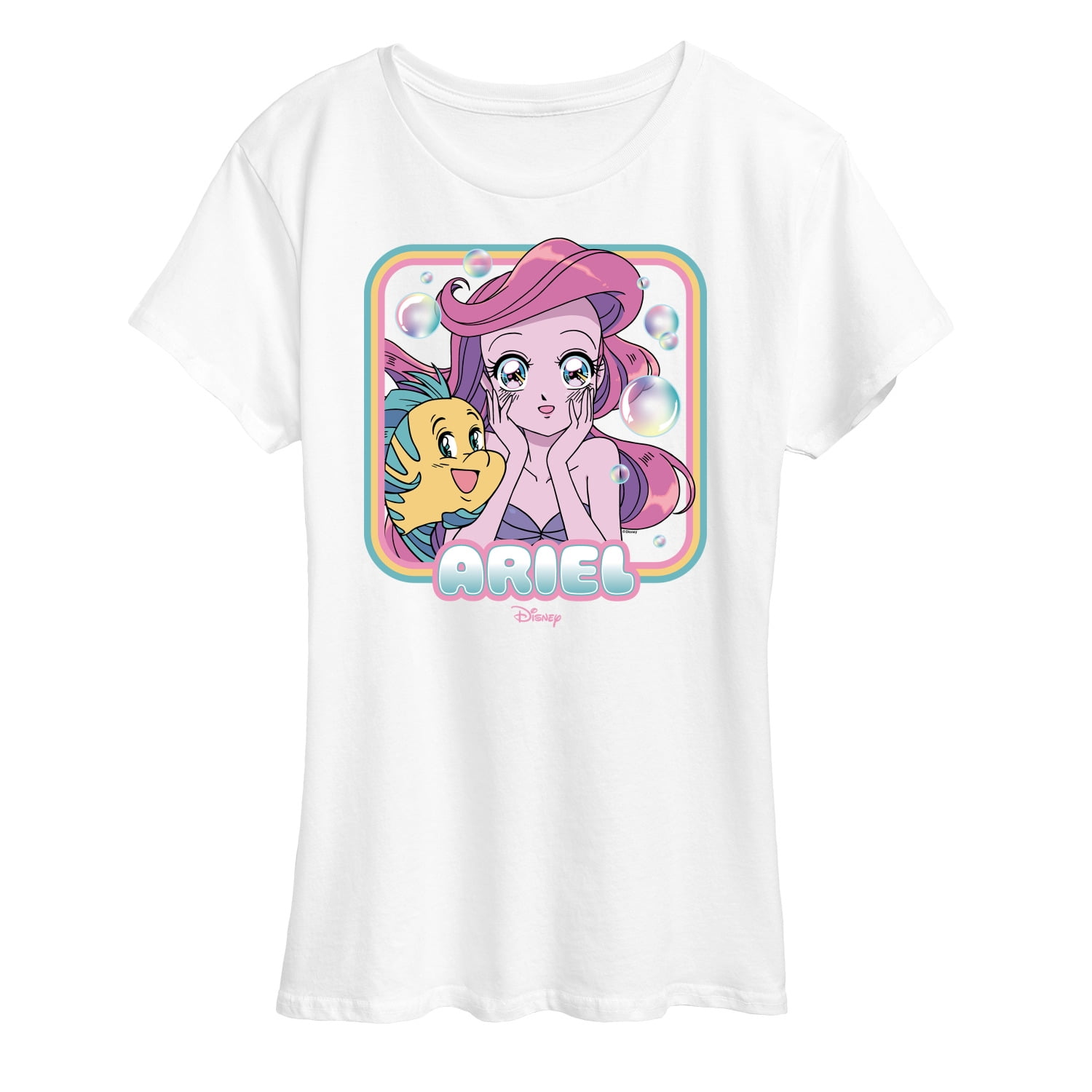 Disney Princess - Ariel & Flounder Anime - Women's Short Sleeve Graphic ...