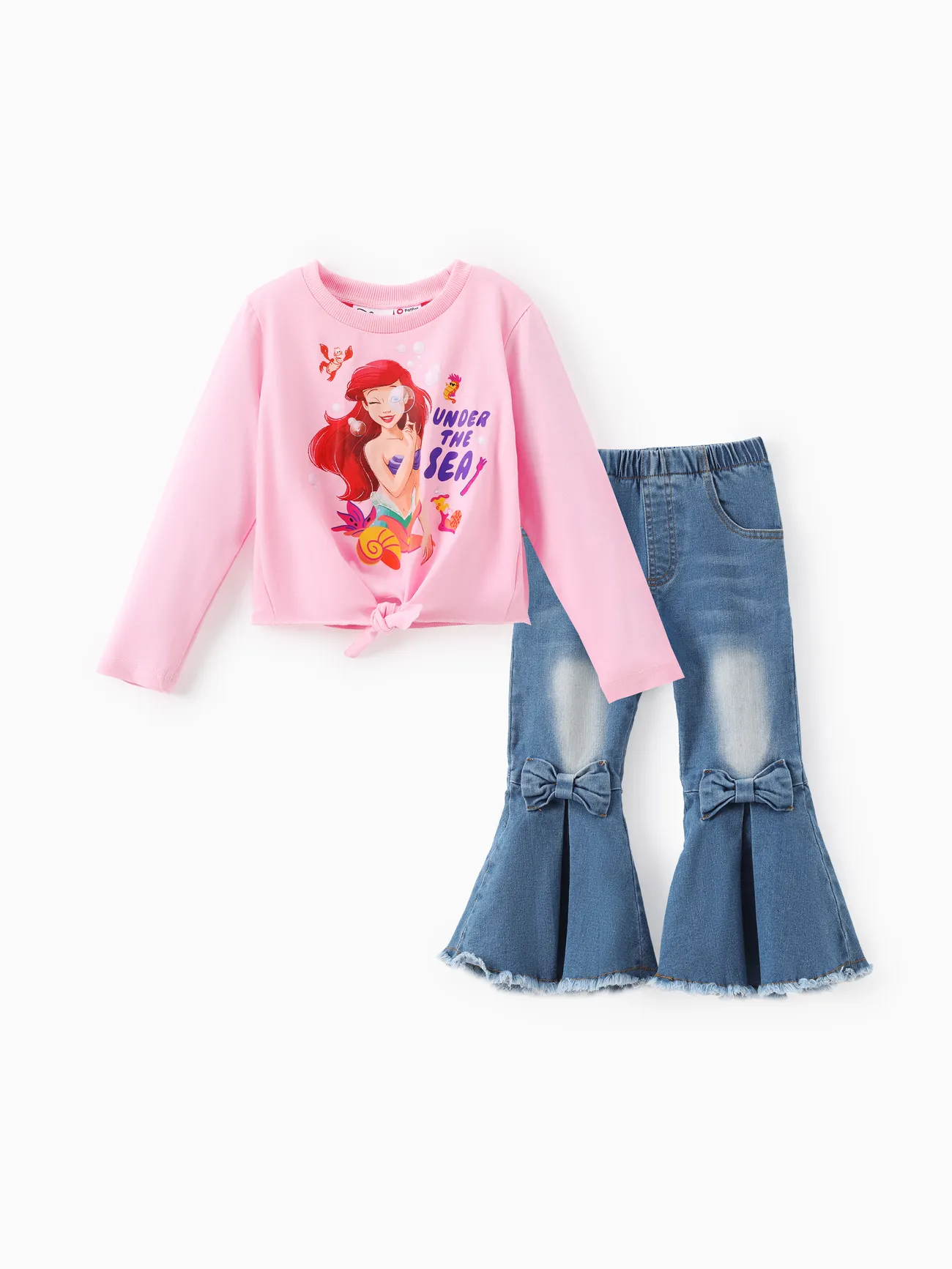 Disney Princess Ariel Girls 2 Pieces Outfit Set Tie Long Sleeves ...