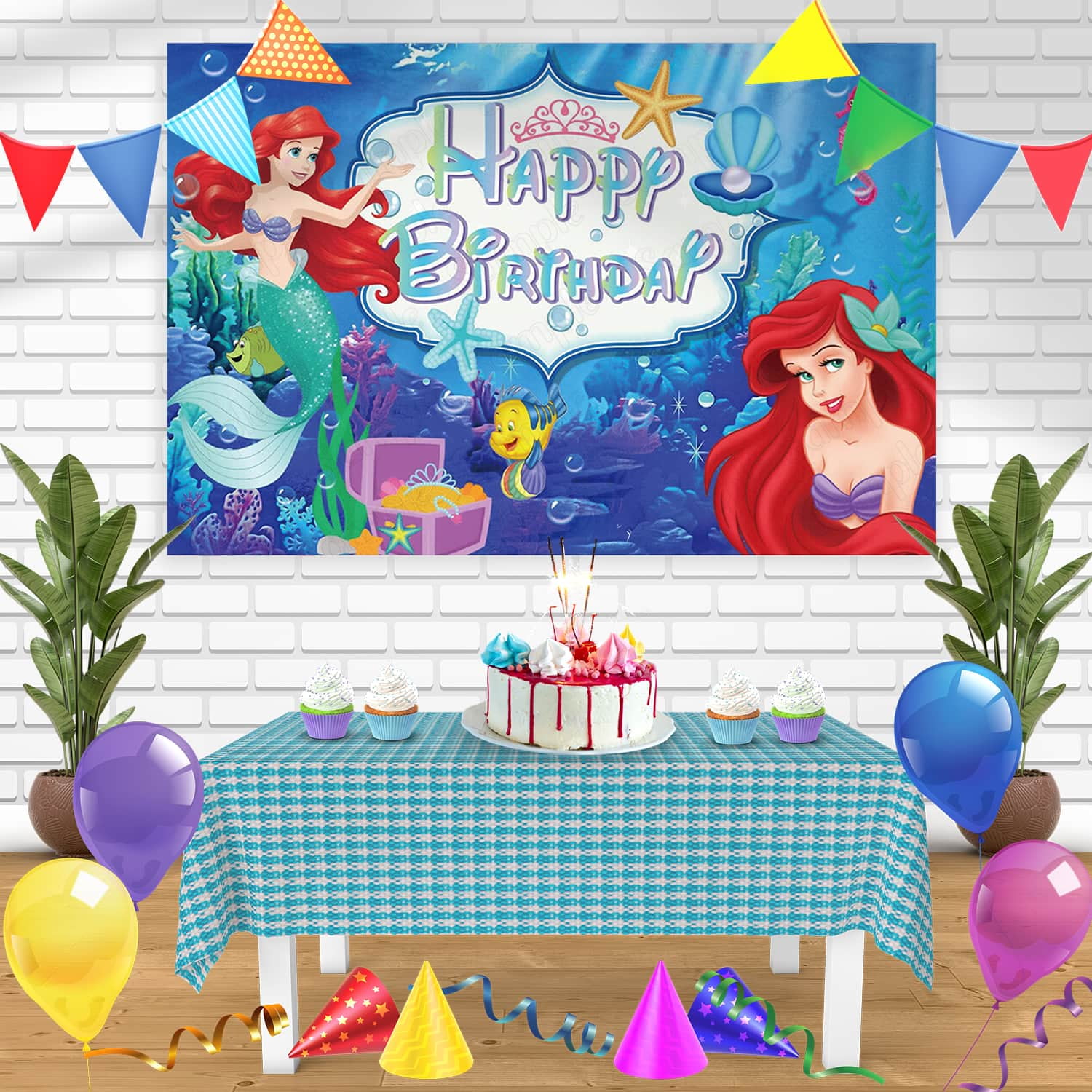 Disney Princess Ariel The Little Mermaid Bn Birthday Banner ...
