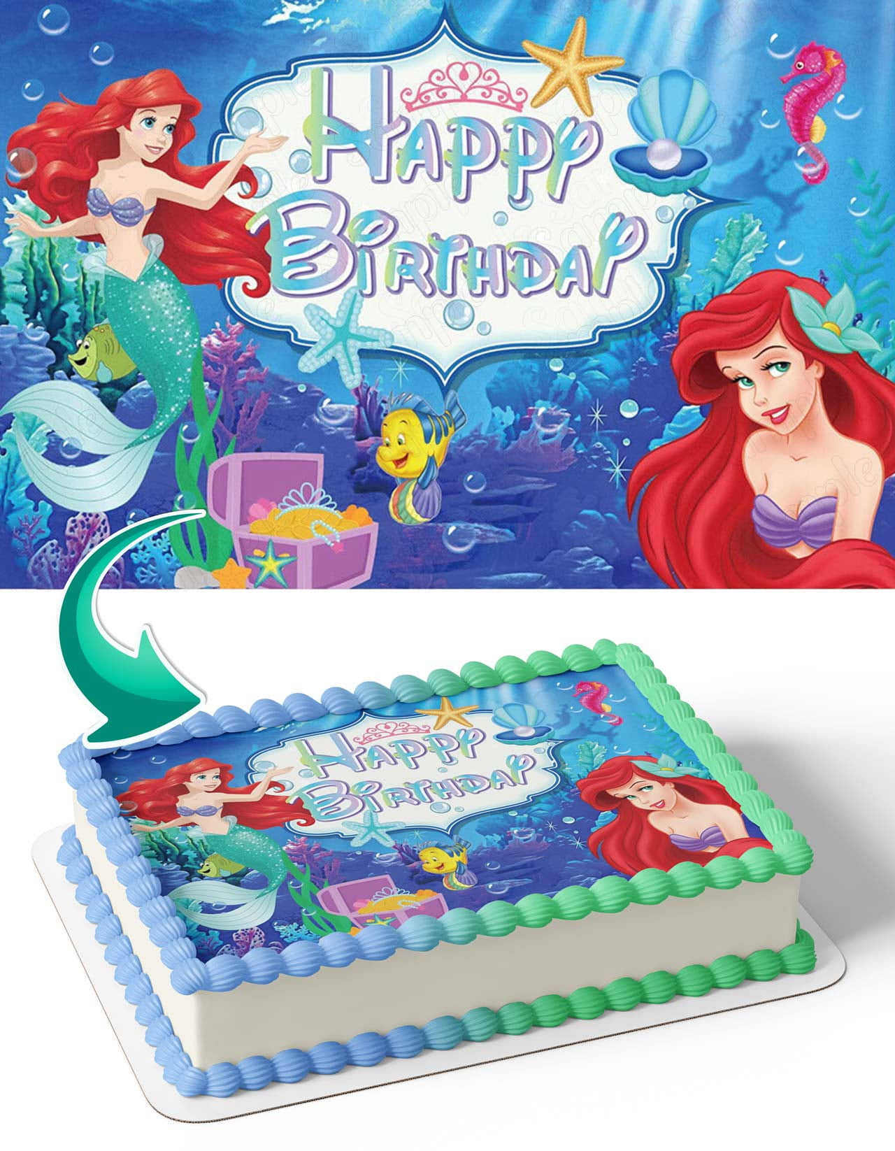 Disney Princess Ariel The Little Mermaid Edible Cake Image Topper ...
