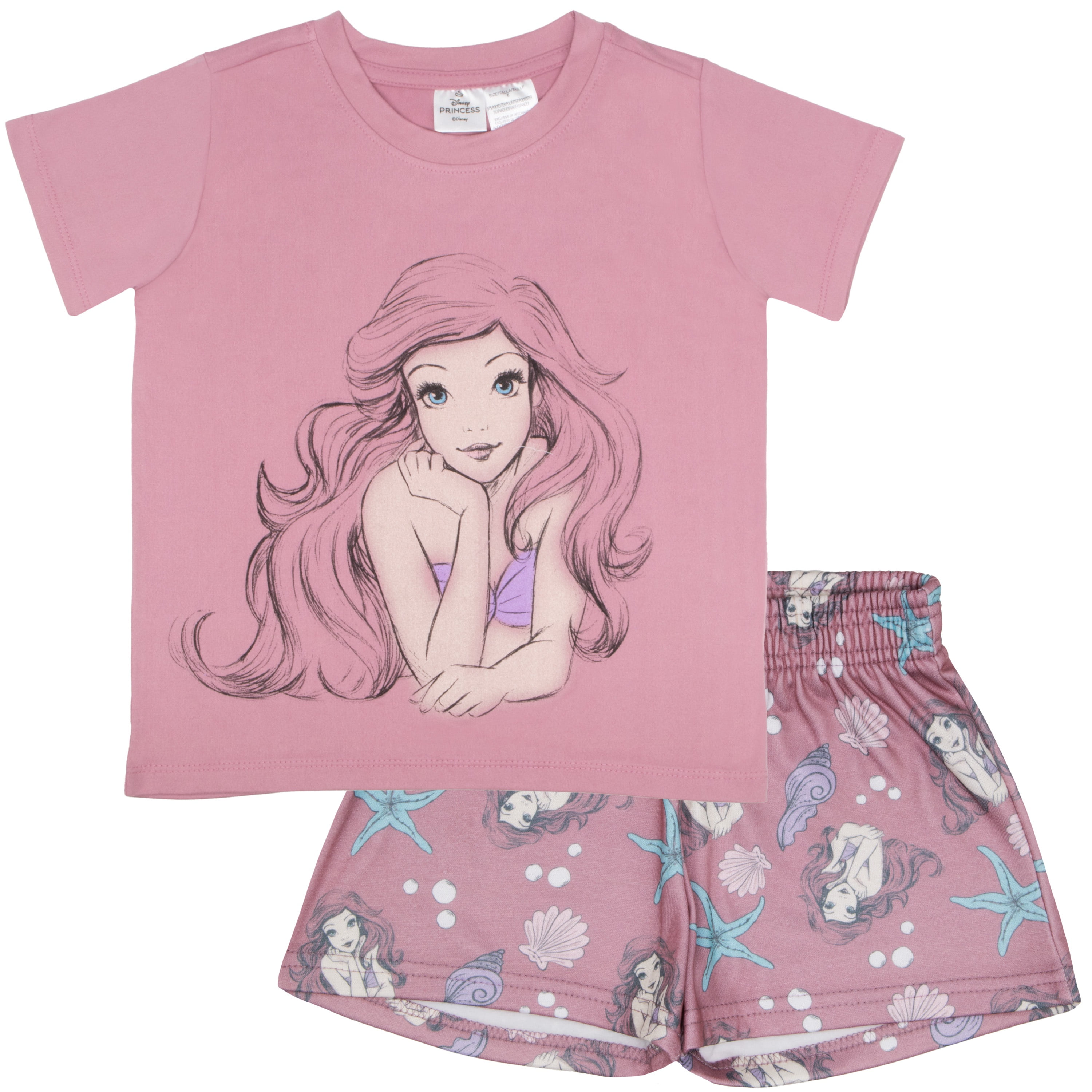 Disney Princess Ariel The Little Mermaid Girls Boxy Graphic T-Shirt and ...