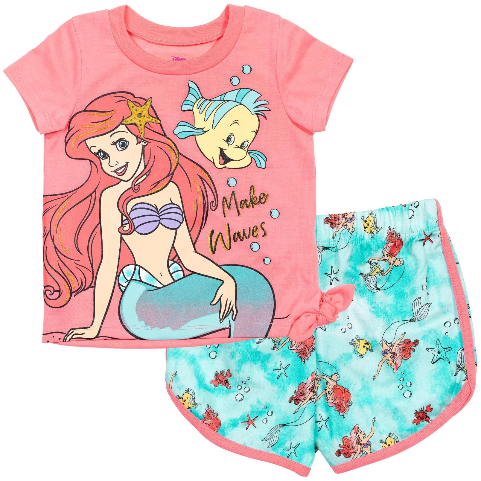 Disney Princess Toddler Girls T-Shirt and Shorts Set with Ariel and ...
