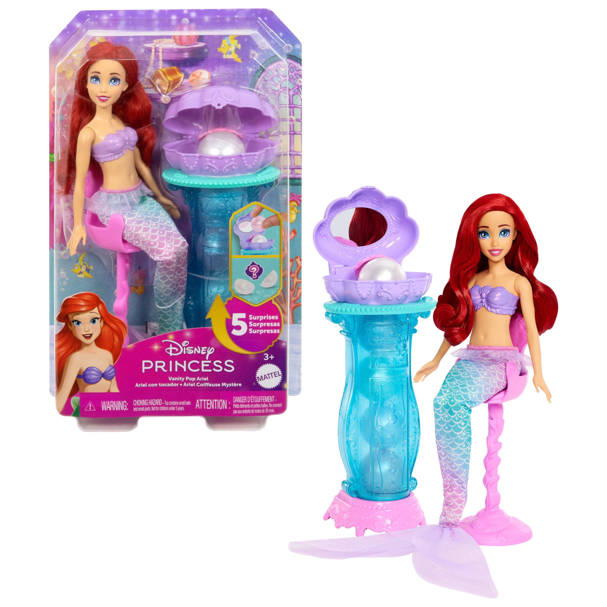 Disney Princess Ariel Vanity Pop Mermaid Fashion Doll & Vanity with 5 ...