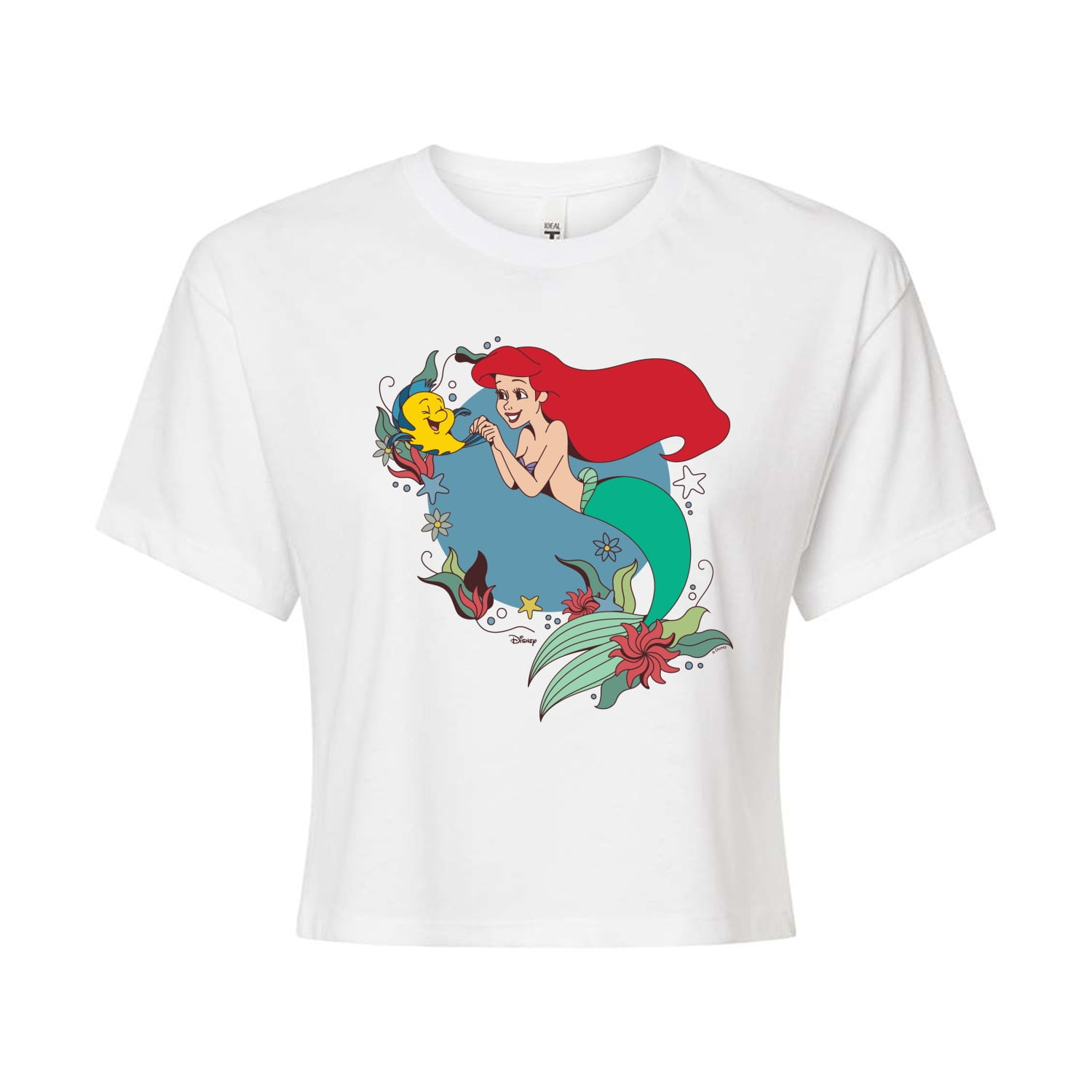 Disney Princess - Ariel With Flowers - Junior's Cropped T-Shirt ...