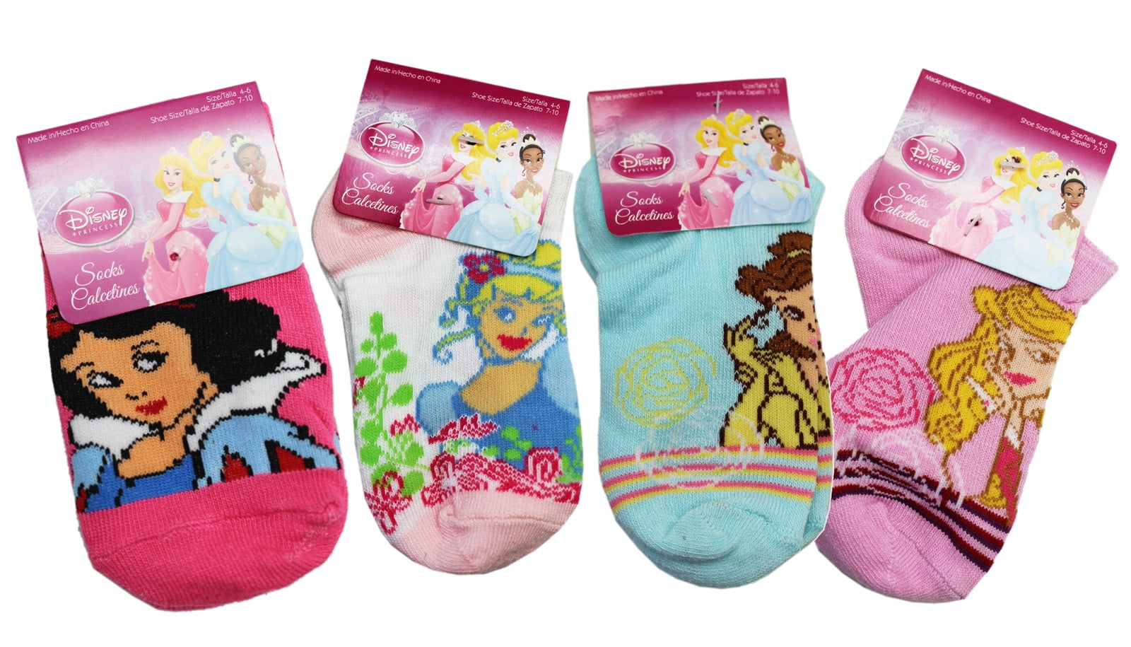 Disney Princess Assorted Character/Color/Design Kids Socks (Size 4-6, 3 ...