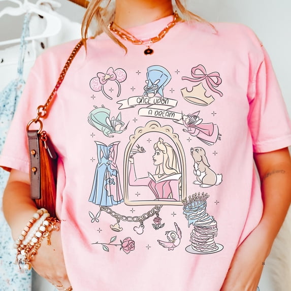 Disney Princess Aurora T-shirt Once upon a dream Coquette Bow tee ...