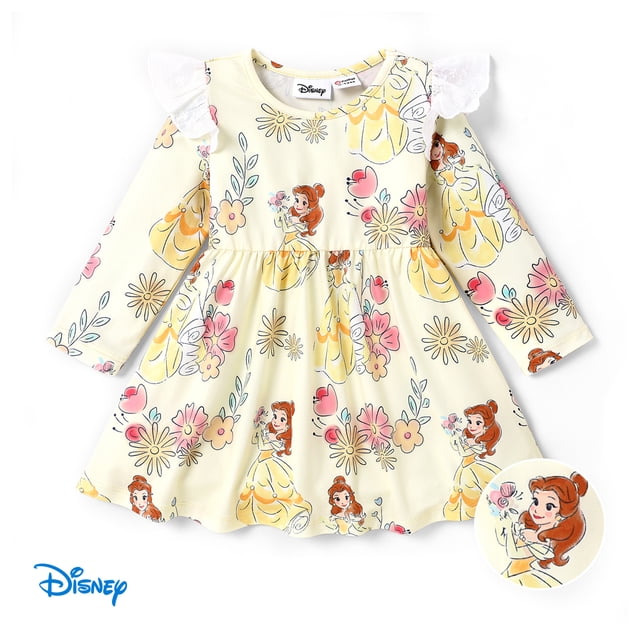 Disney Princess Baby Girl Ruffle Long Sleeve Play Dress Size 3-24M ...