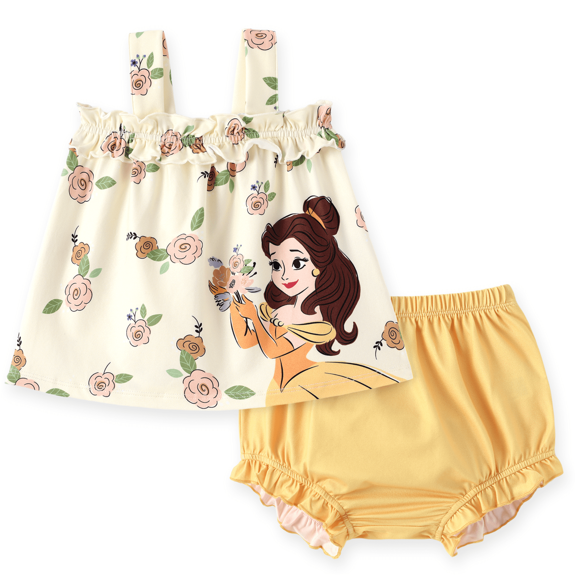 Disney Princess Baby Girls Sleeveless Belle Tee, Bloomers Shorts Outfit ...