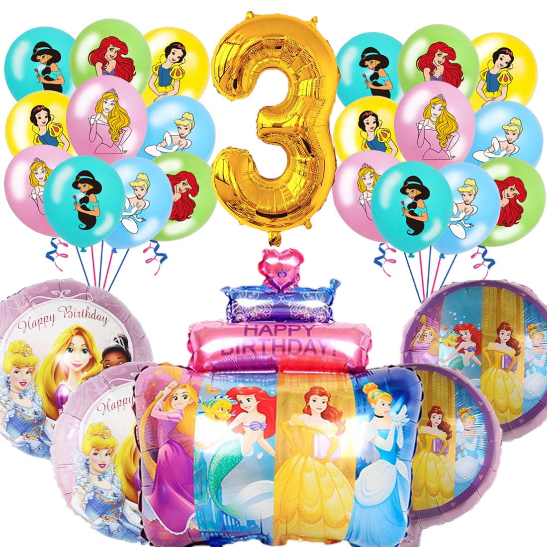 Disney Princess Balloons Party Supplies 3rd Big Number Decorations ...