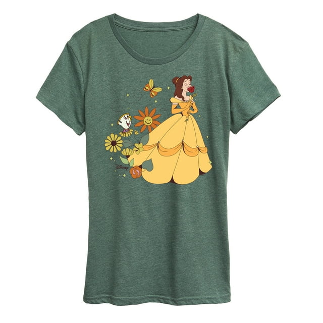 Disney Princess - Belle And Chip Flower Power - Women's Short Sleeve ...