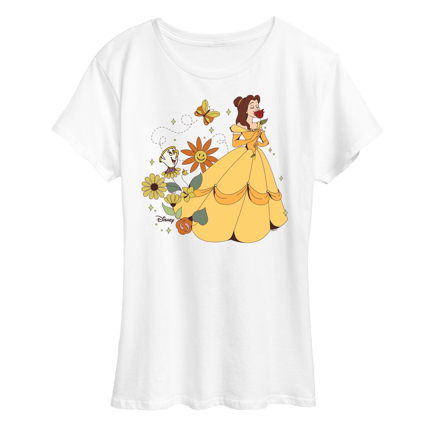 Disney Princess - Belle And Chip Flower Power - Women's Short Sleeve ...