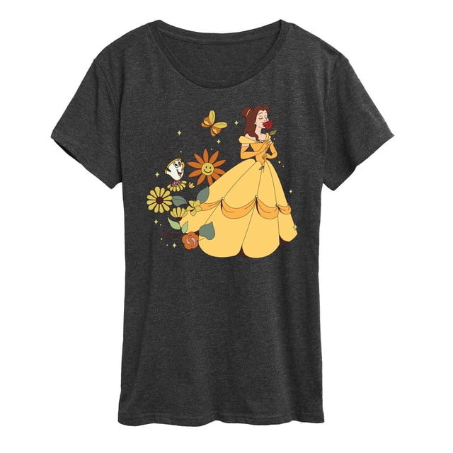 Disney Princess - Belle And Chip Flower Power - Women's Short Sleeve ...