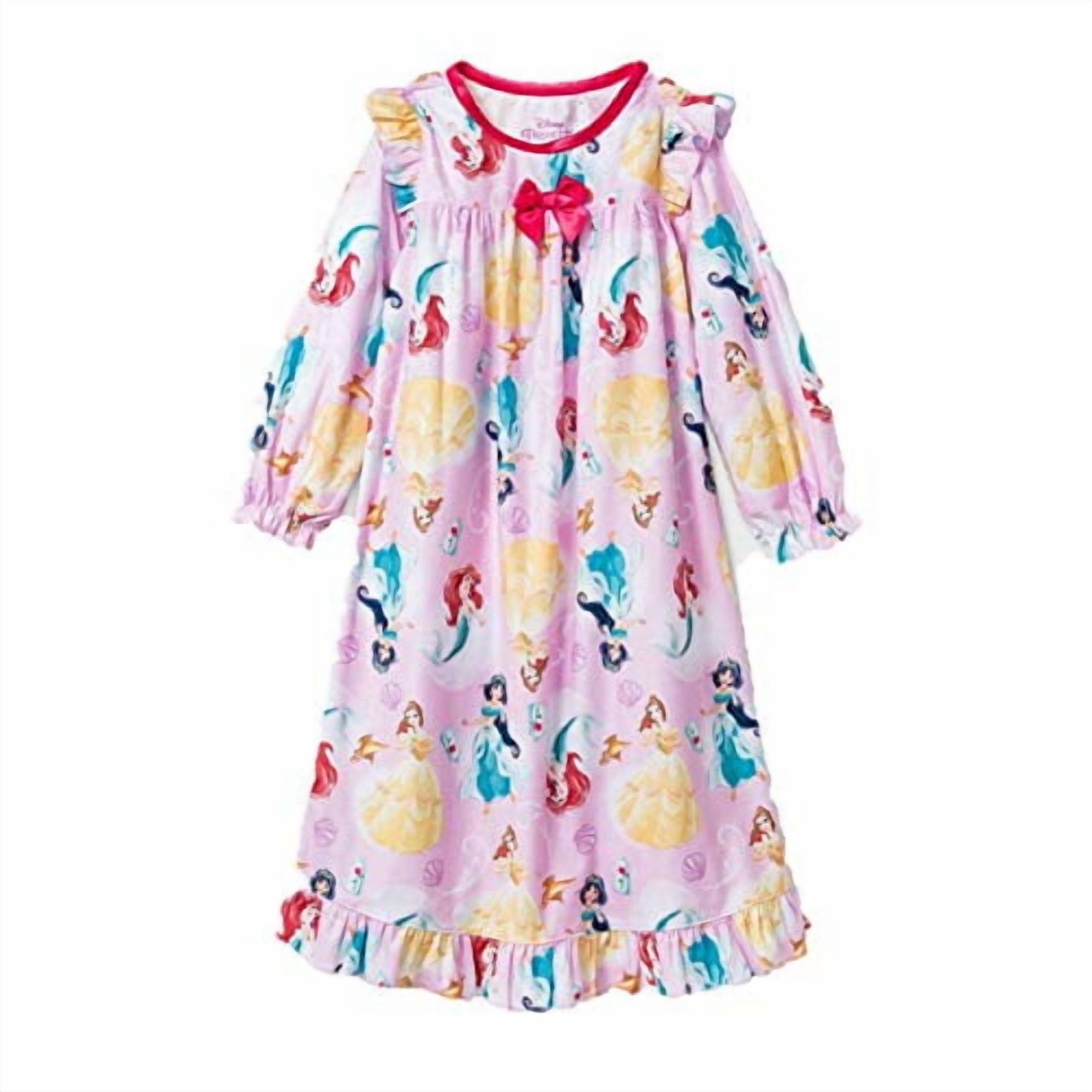Disney Princess Belle, Ariel, Jasmine Girl's Flannel Granny Pink ...