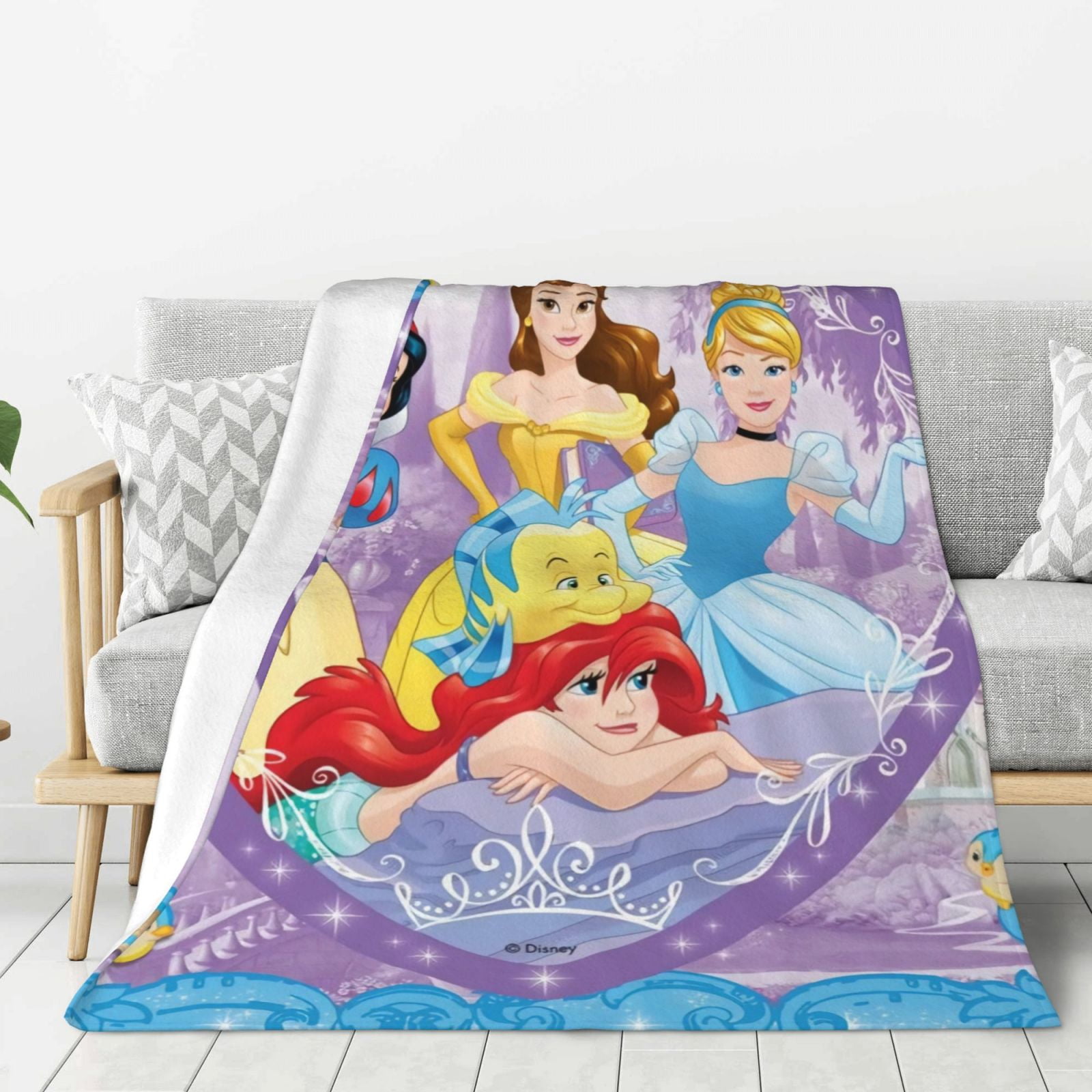 Disney&Princess Belle Ariel Snow White Collage Heart Blanket for Couch ...