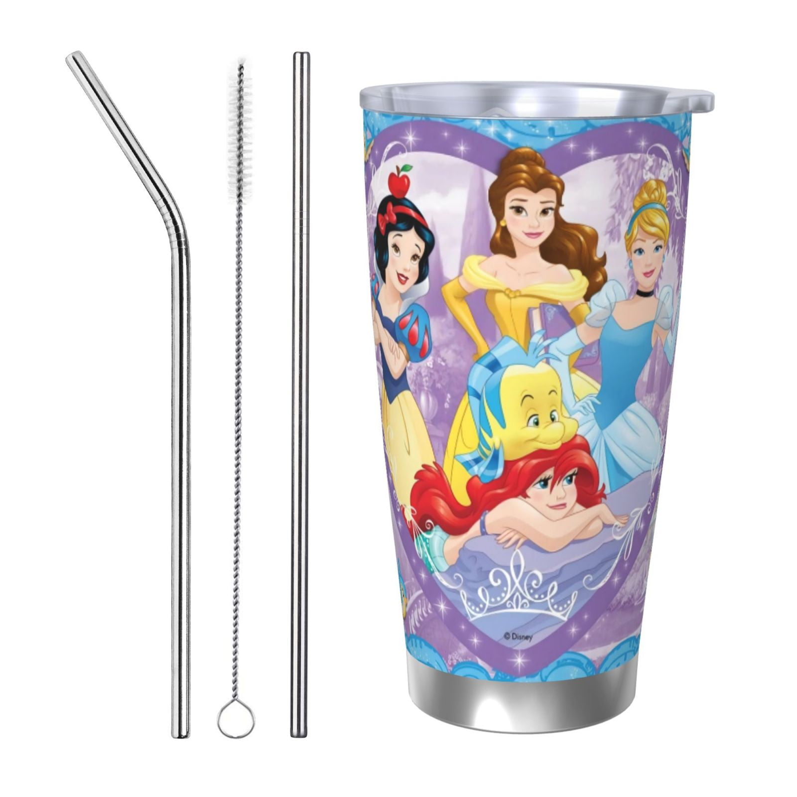 Disney&Princess Belle Ariel Snow White Collage Heart Water Bottle ...