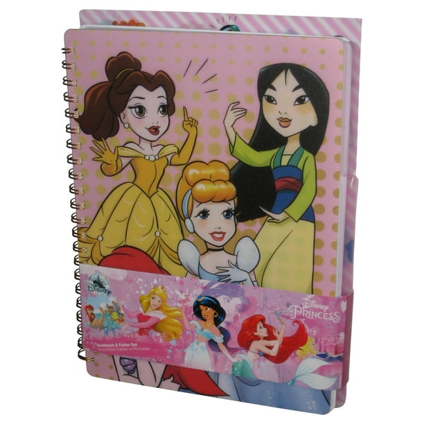 Disney Princess Belle, Cinderella & Mulan Notebook & Folder Set ...