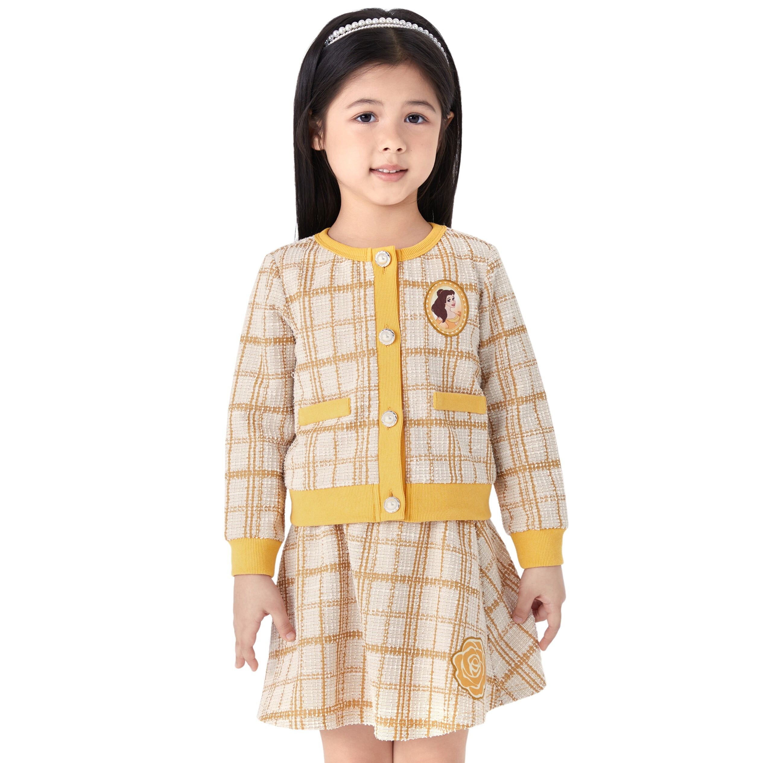 Disney Princess Belle Girls Skirts Set Preppy Plaid Tweed Jackets and ...