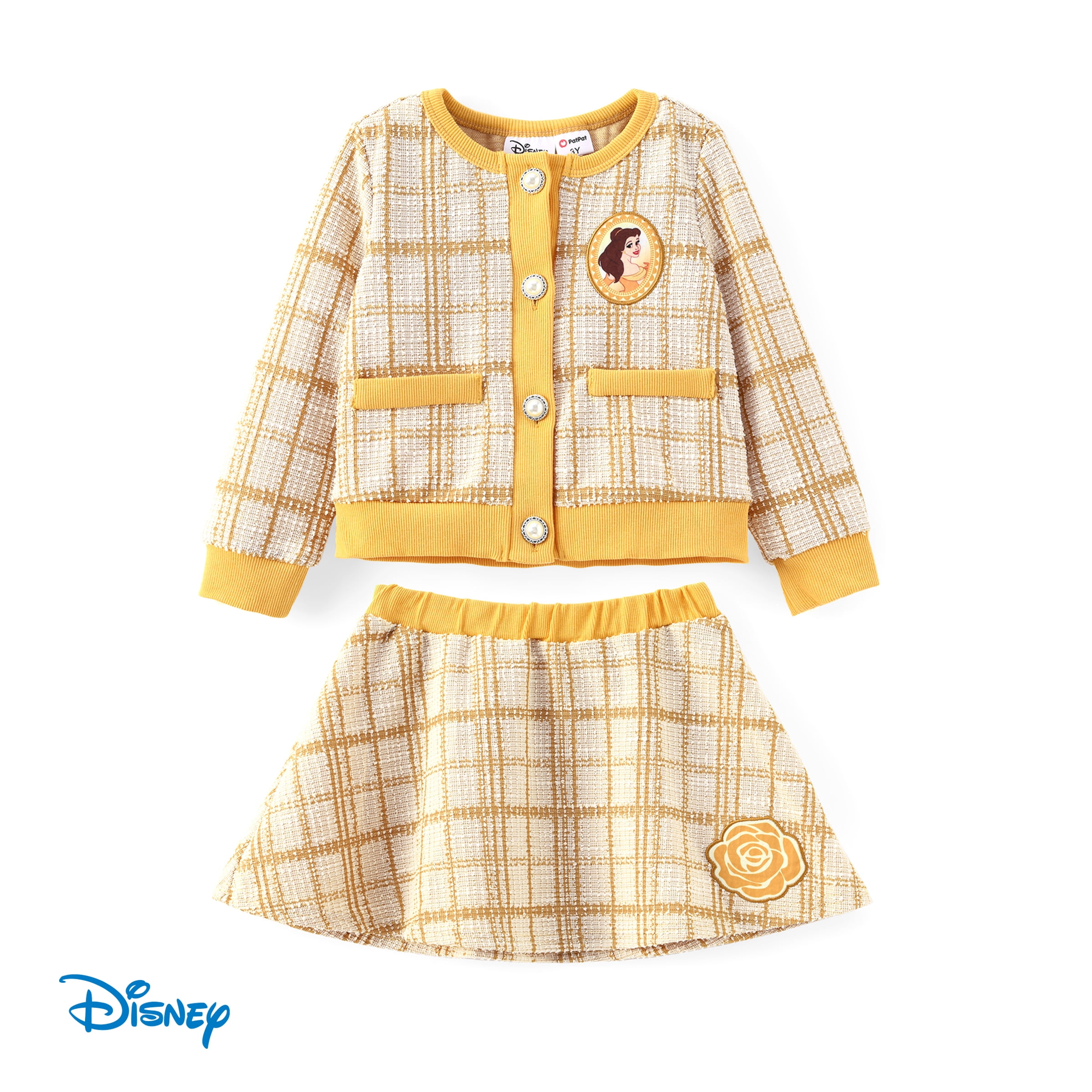 Disney Princess Belle Girls Skirts Set Preppy Plaid Tweed Jackets and ...