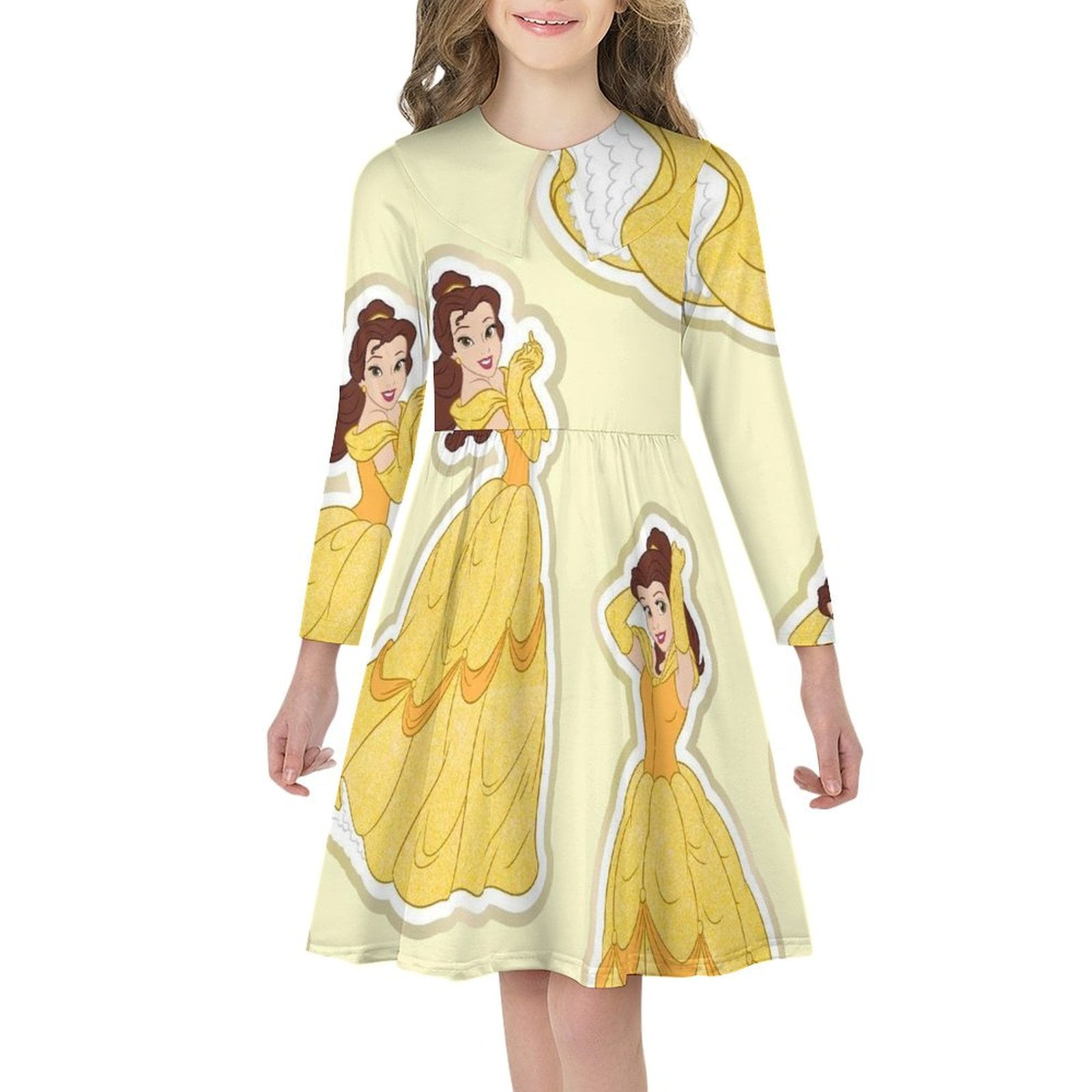 Disney Princess Belle Girls long sleeve cartoon autumn and winter dress ...