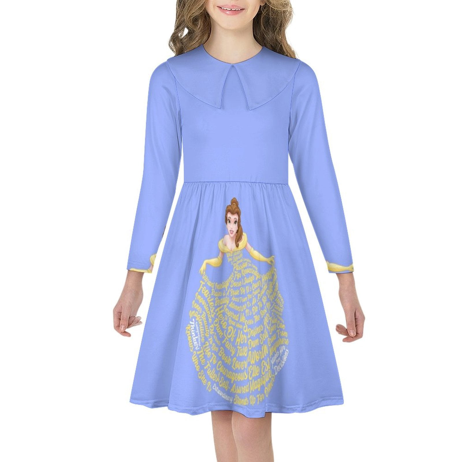 Disney Princess Belle Girls long sleeve cartoon autumn and winter dress ...