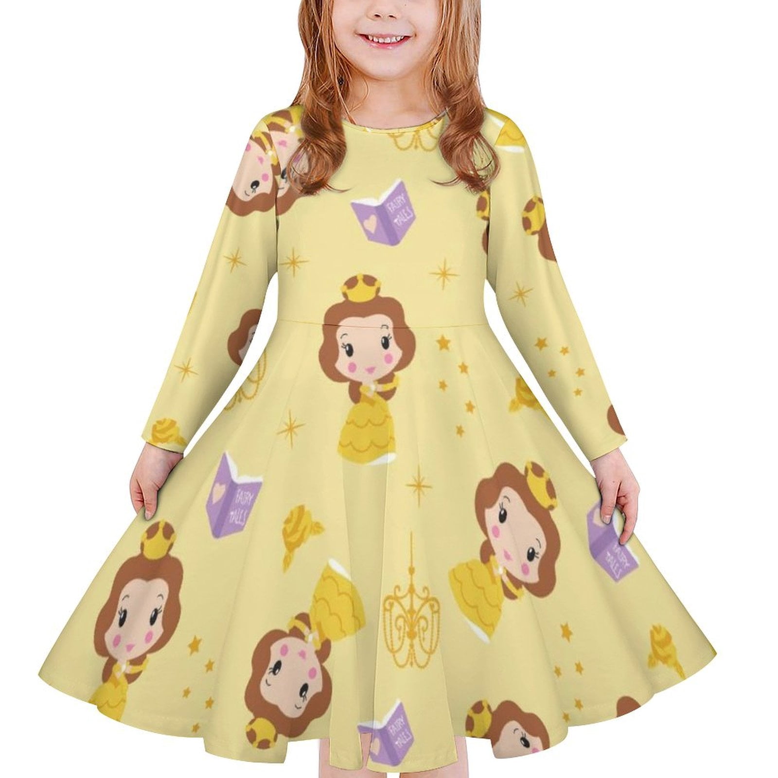 Disney Princess Belle Girls long sleeve cartoon autumn and winter dress ...