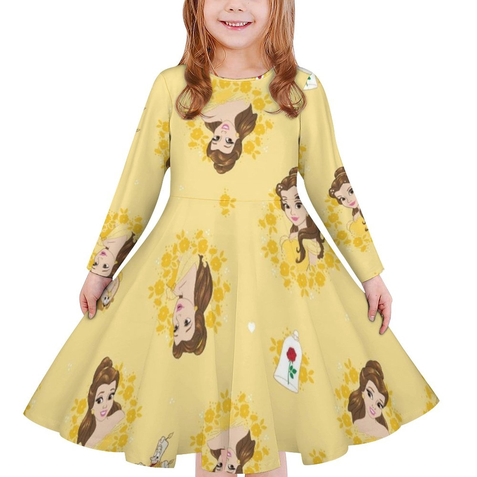 Disney Princess Belle Girls long sleeve cartoon autumn and winter dress ...