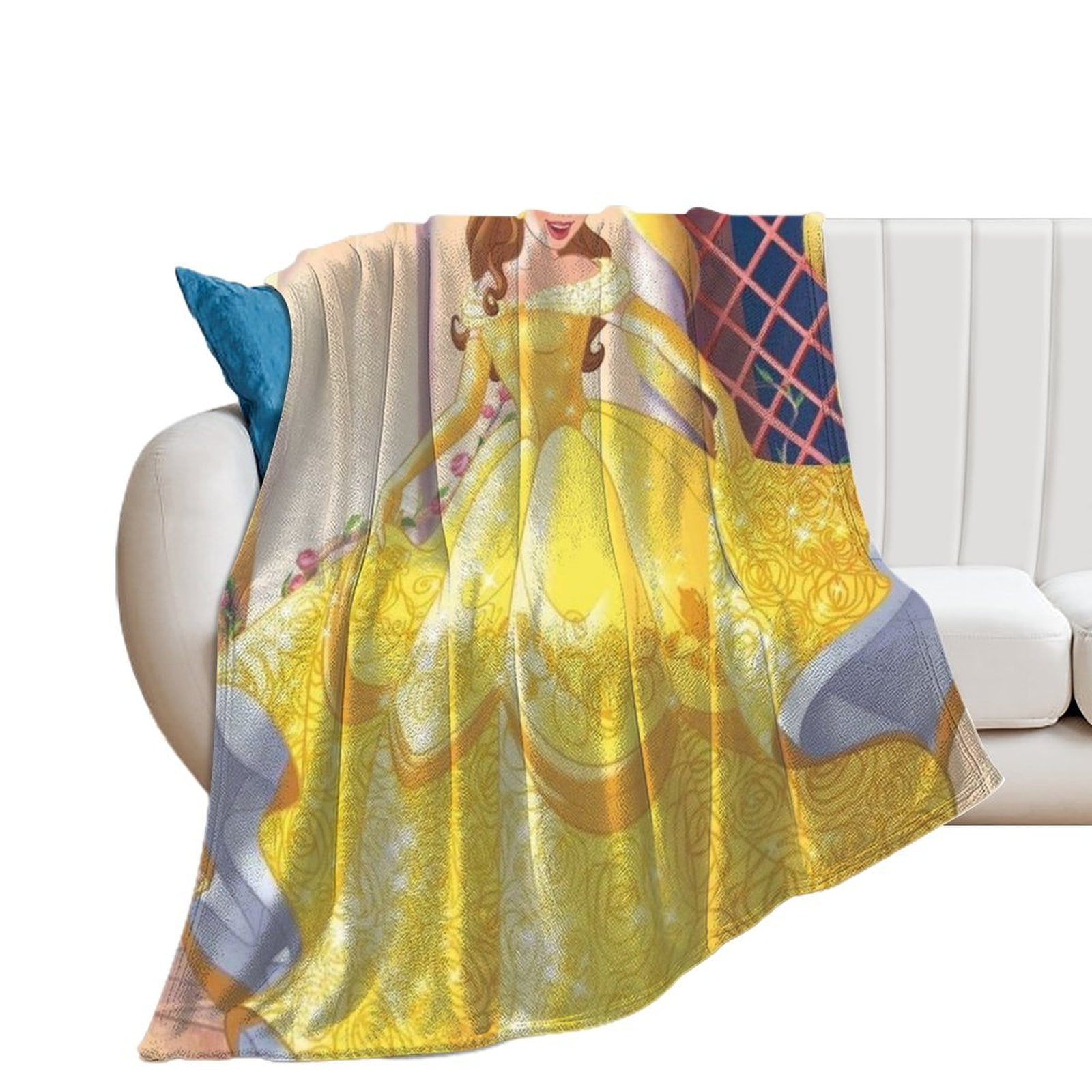 Disney Princess Belle Princess Cartoon Flannel Blanket Sofa Nap Blanket ...