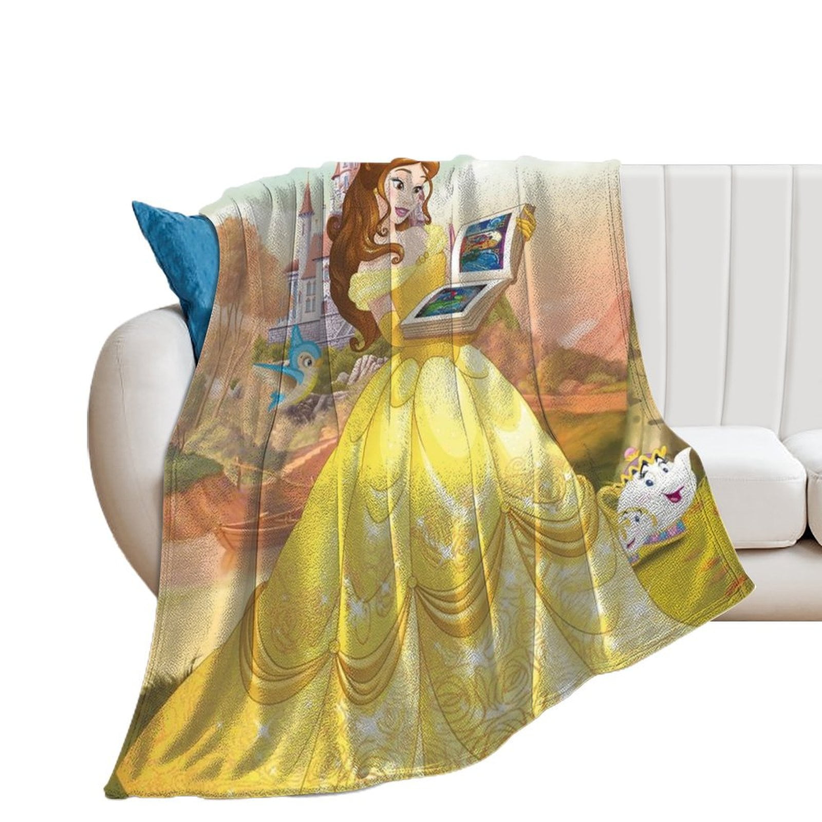 Disney Princess Belle Princess Cartoon Flannel Blanket Sofa Nap Blanket ...
