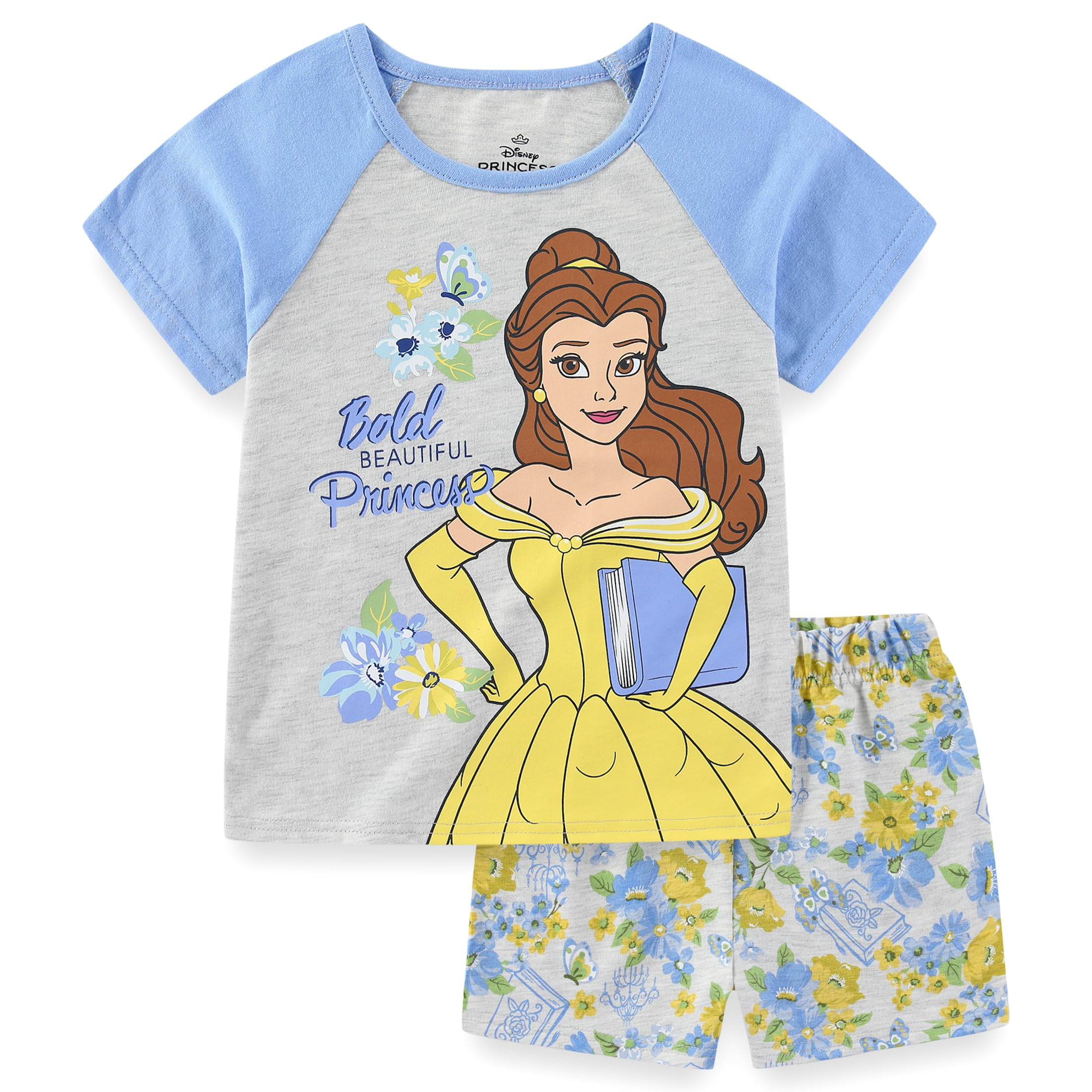 Disney Princess Belle Short Sleeve T-Shirt and French Terry Shorts Set ...