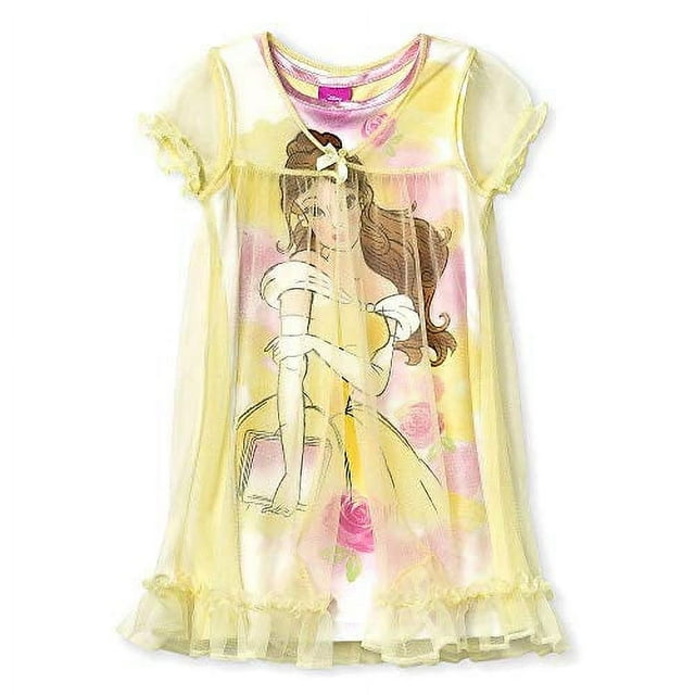 Disney Princess Belle Silky Nightgown with Tulle Peignoir, Size 3T ...
