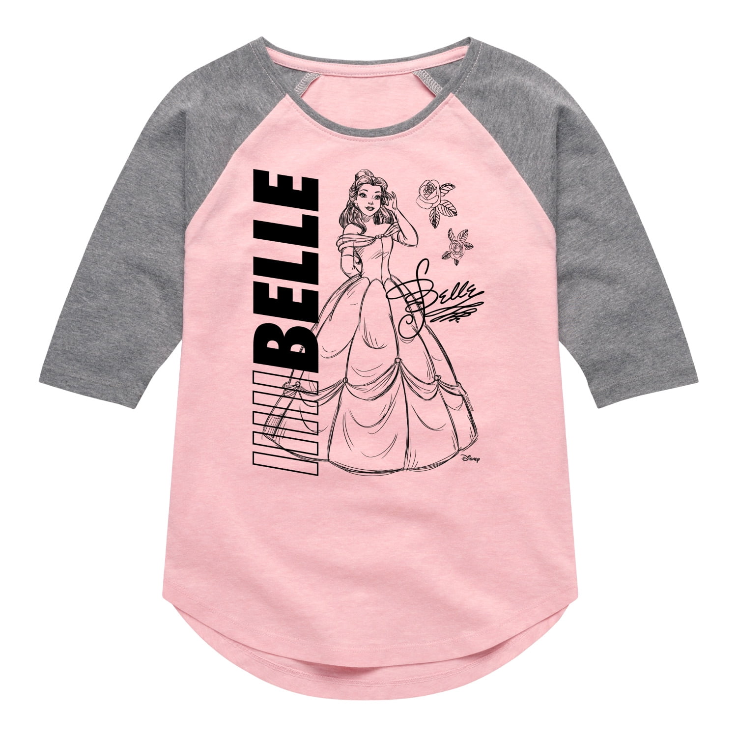 Disney Princess - Belle Sketch - Toddler & Youth Girls Raglan Graphic T ...
