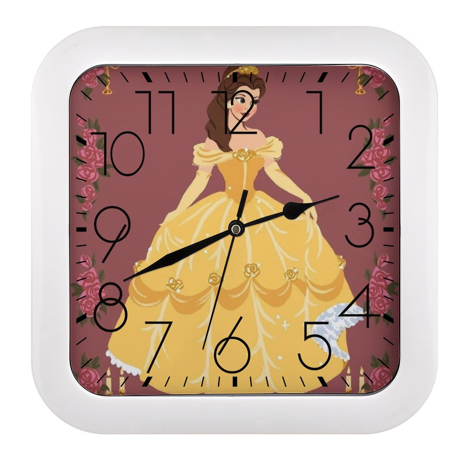 Disney Princess Belle Square wall clock battery operated decorative ...