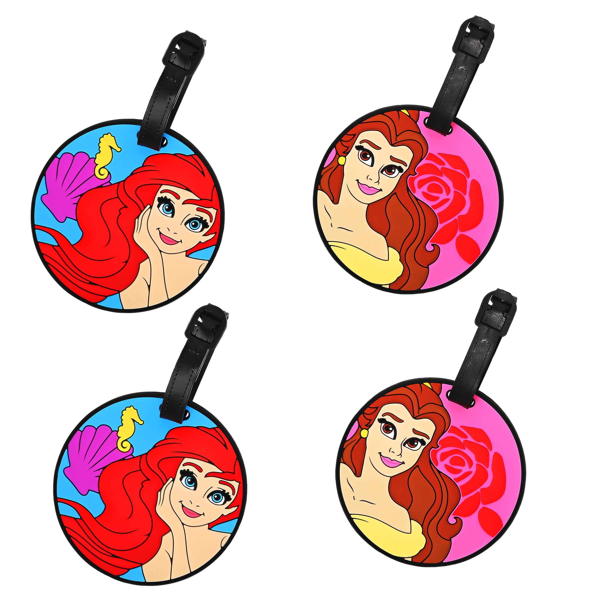 Disney Princess Belle and Ariel Multi-Color Luggage Tag Set, 4 Pieces ...