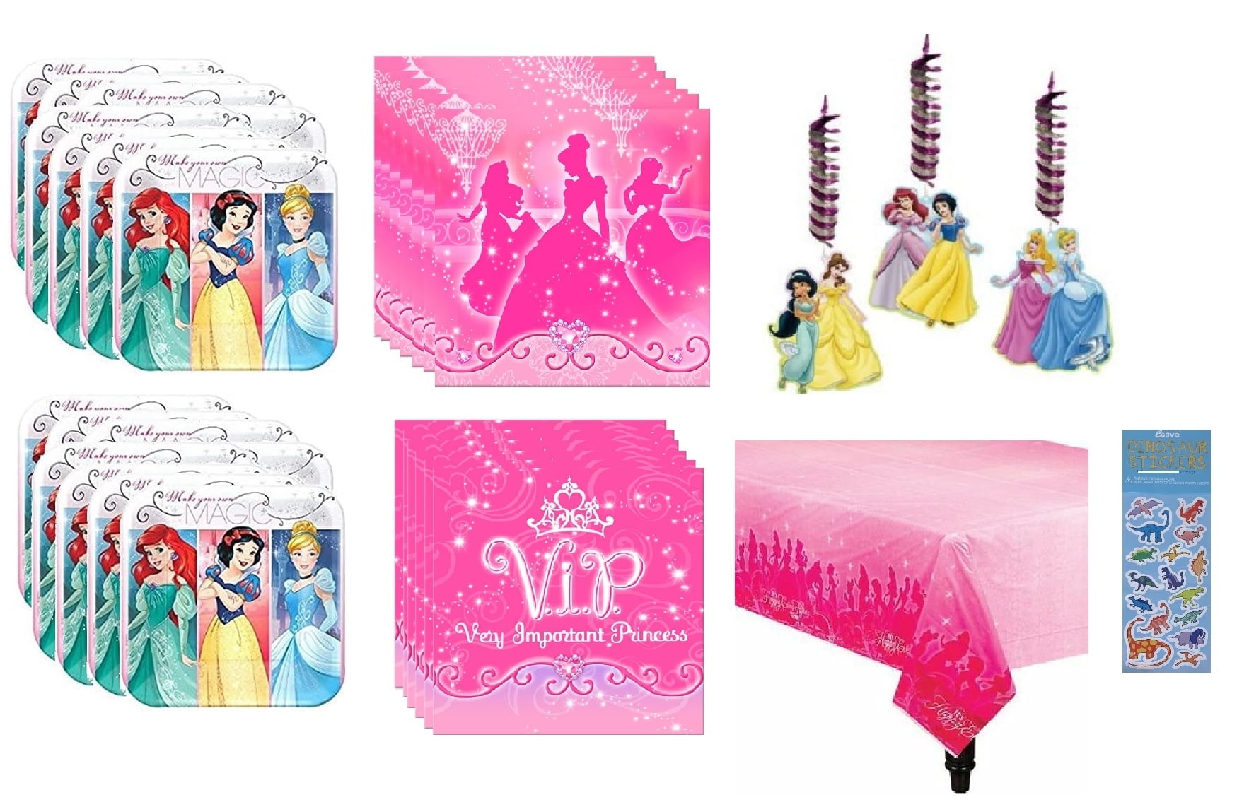 Disney Princess Birthday Party Supplies Bundle includes 16 Plates 7 ...