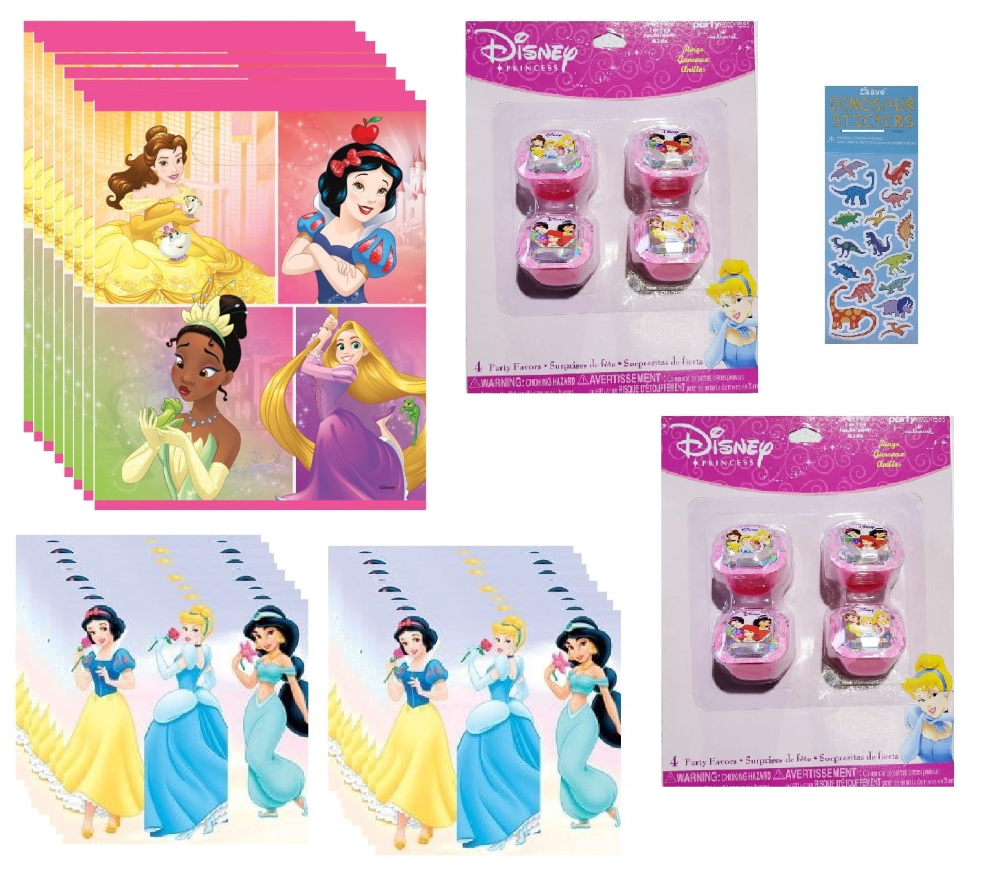 Disney Princess Birthday Party Supplies Bundle includes 8 Loot Bags, 8 ...