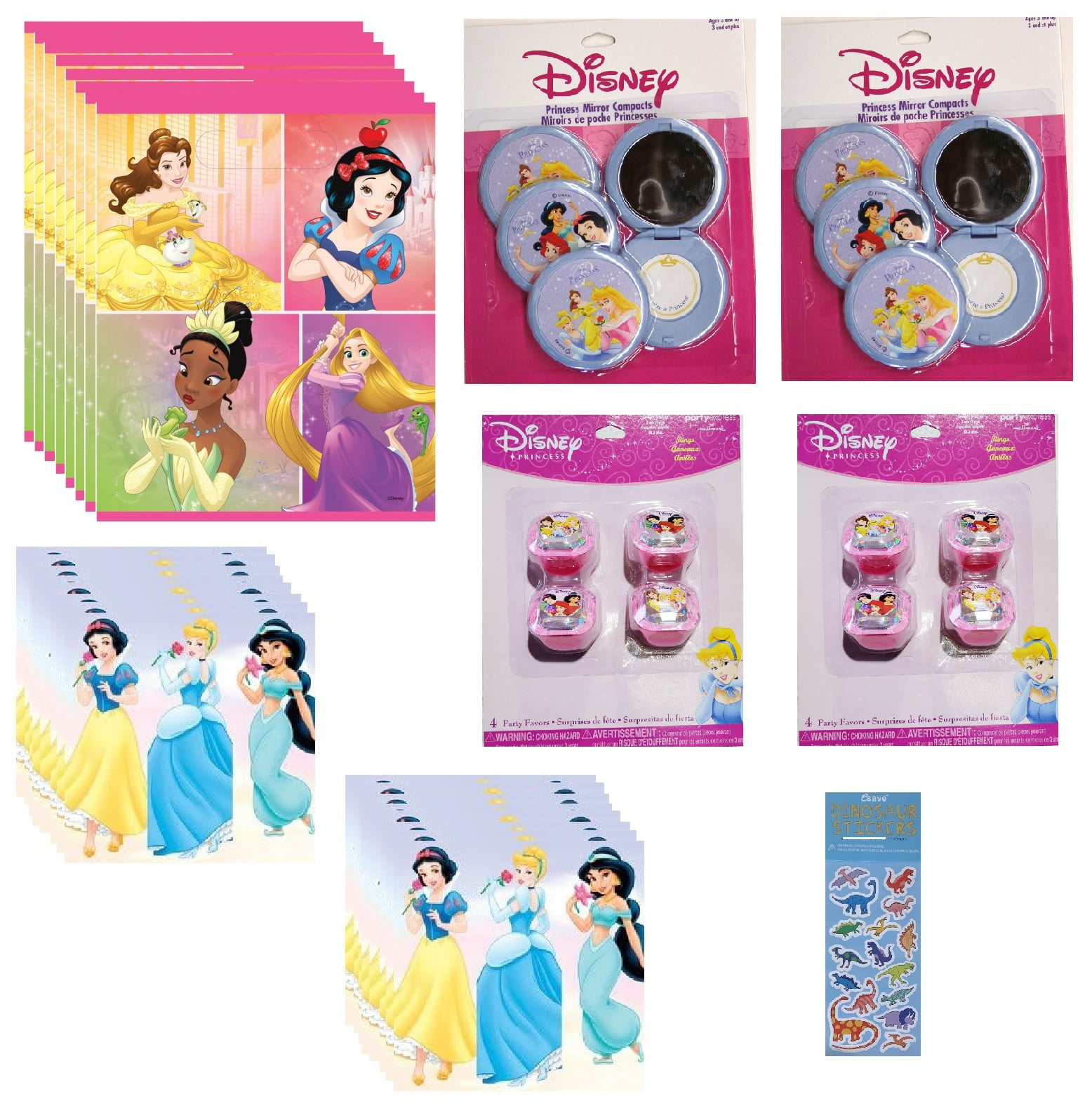 Disney Princess Birthday Party Supplies Bundle includes 8 Loot Bags, 8 ...