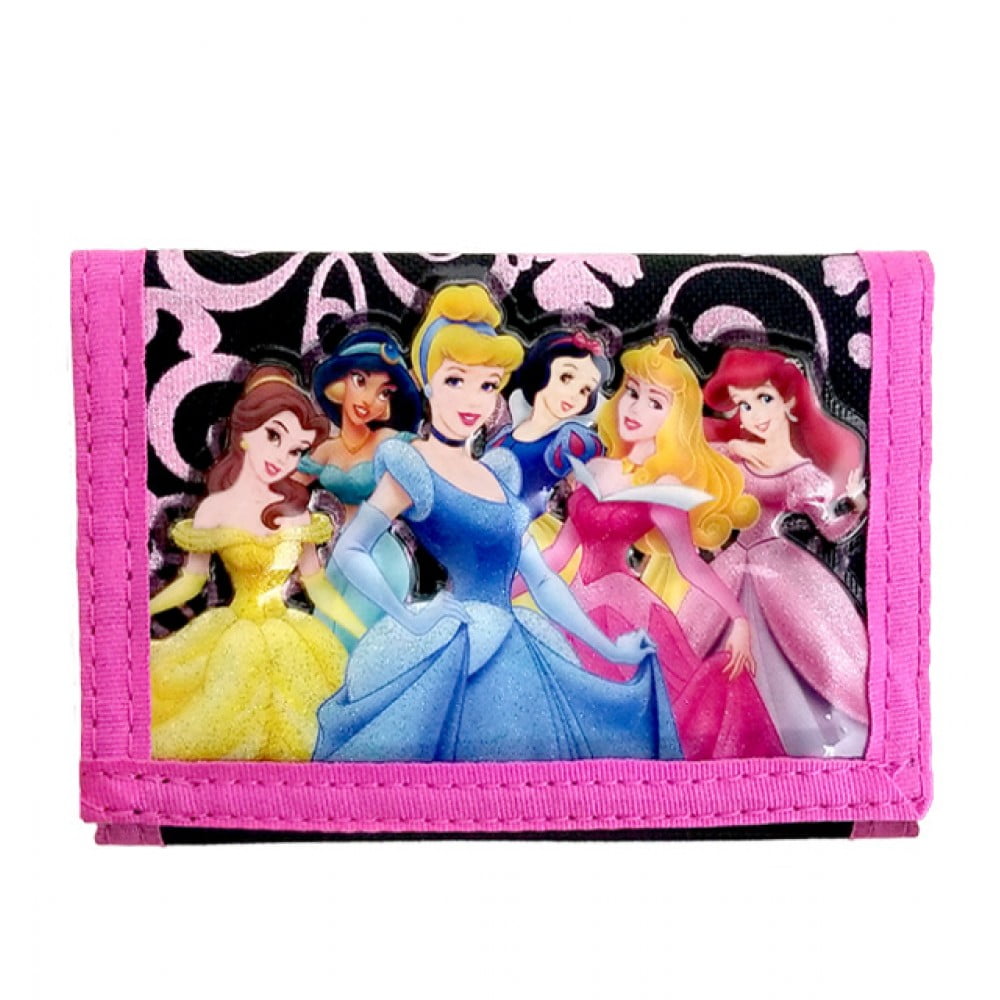Disney Princess Trifold Wallet for Girls, Pink/Black, with 3D Applique ...