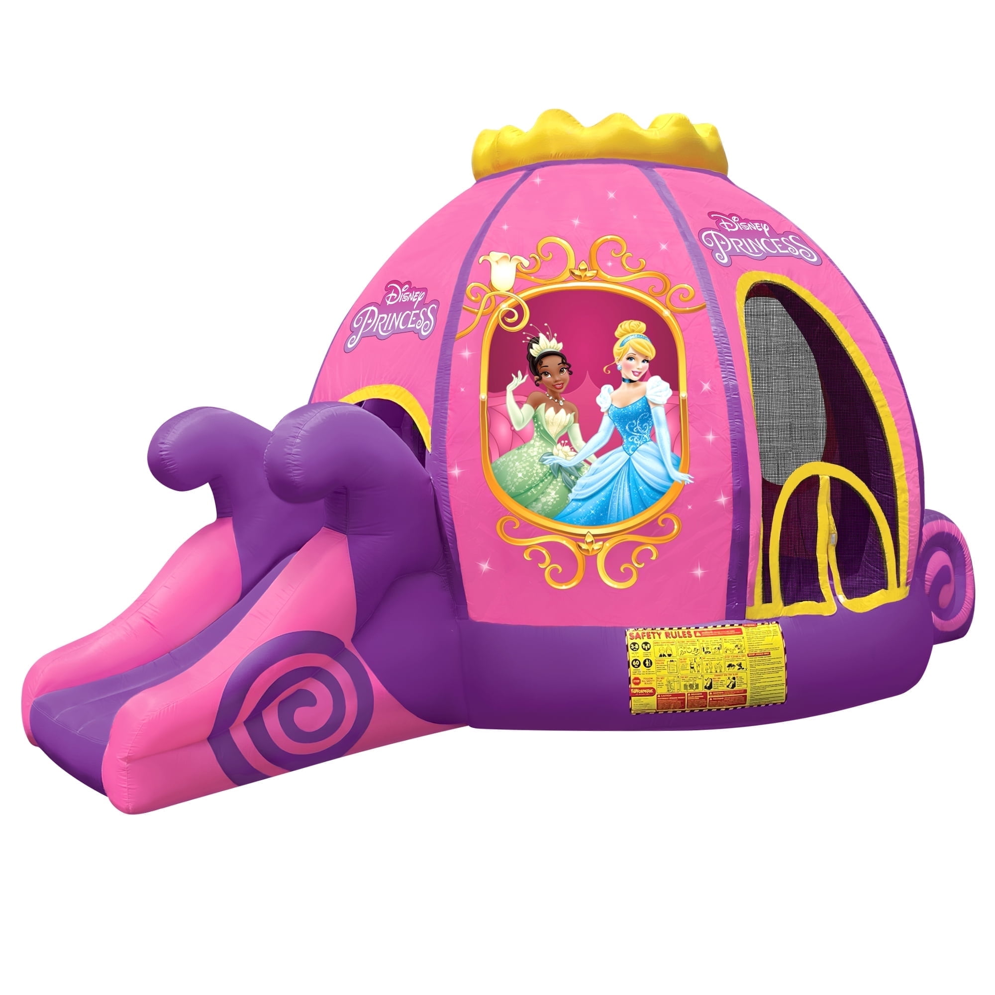 Disney Princess Carriage Inflatable Outdoor Bounce House with Slide and ...