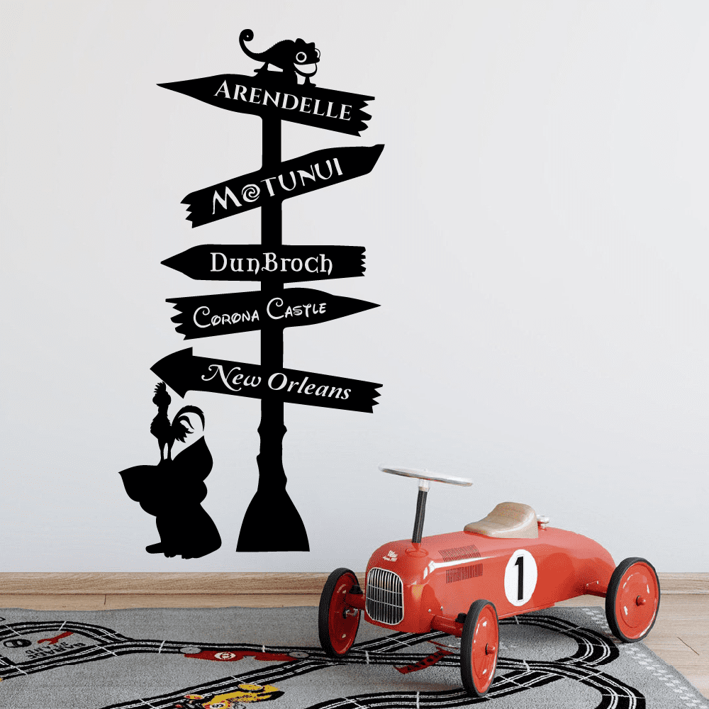 Disney Princess Cartoon Pathway Signage Fantasy World Wall Sticker Art ...